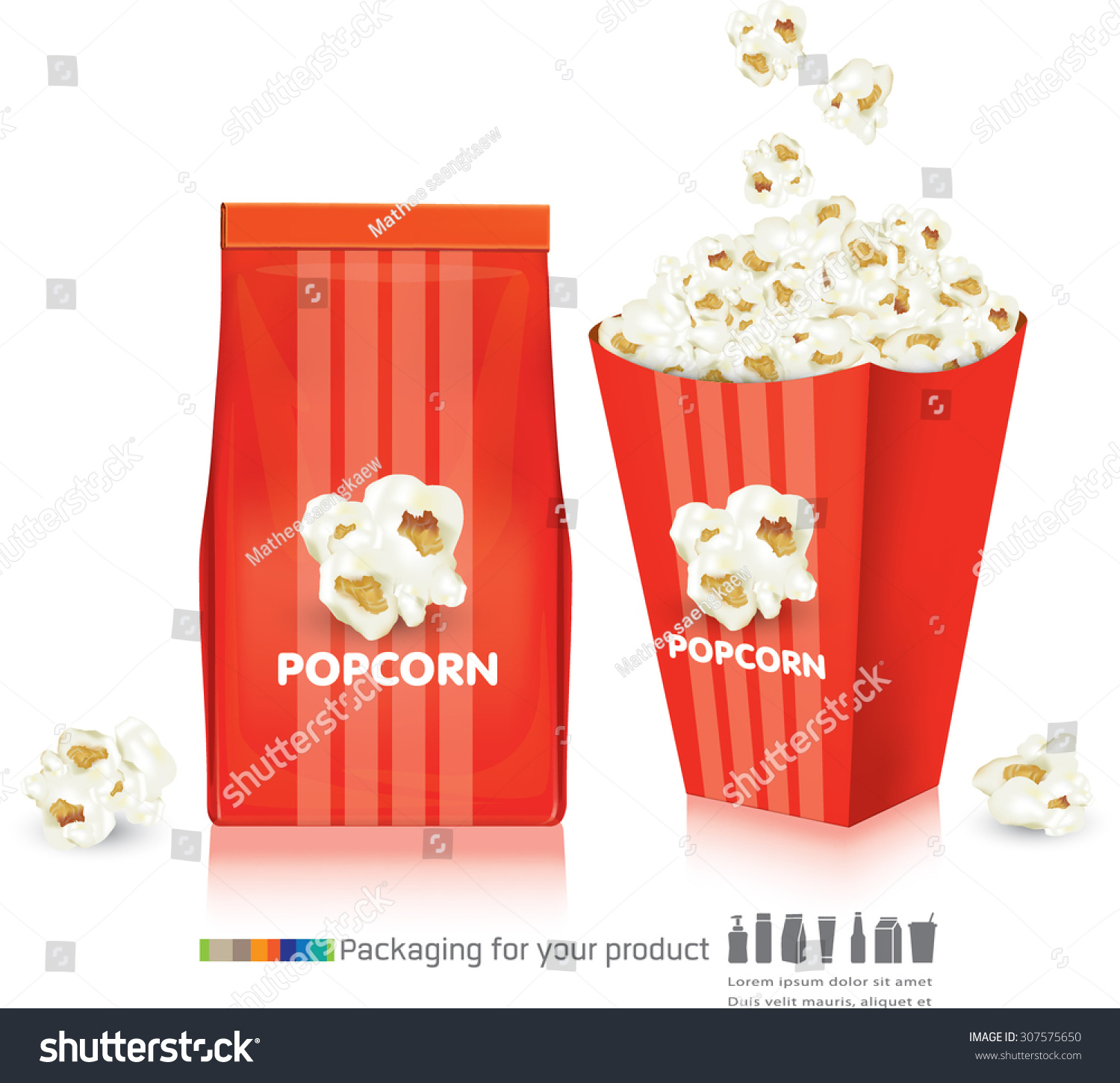 Popcorn Packagingvector Illustration Isolated On White Stock Vector ...