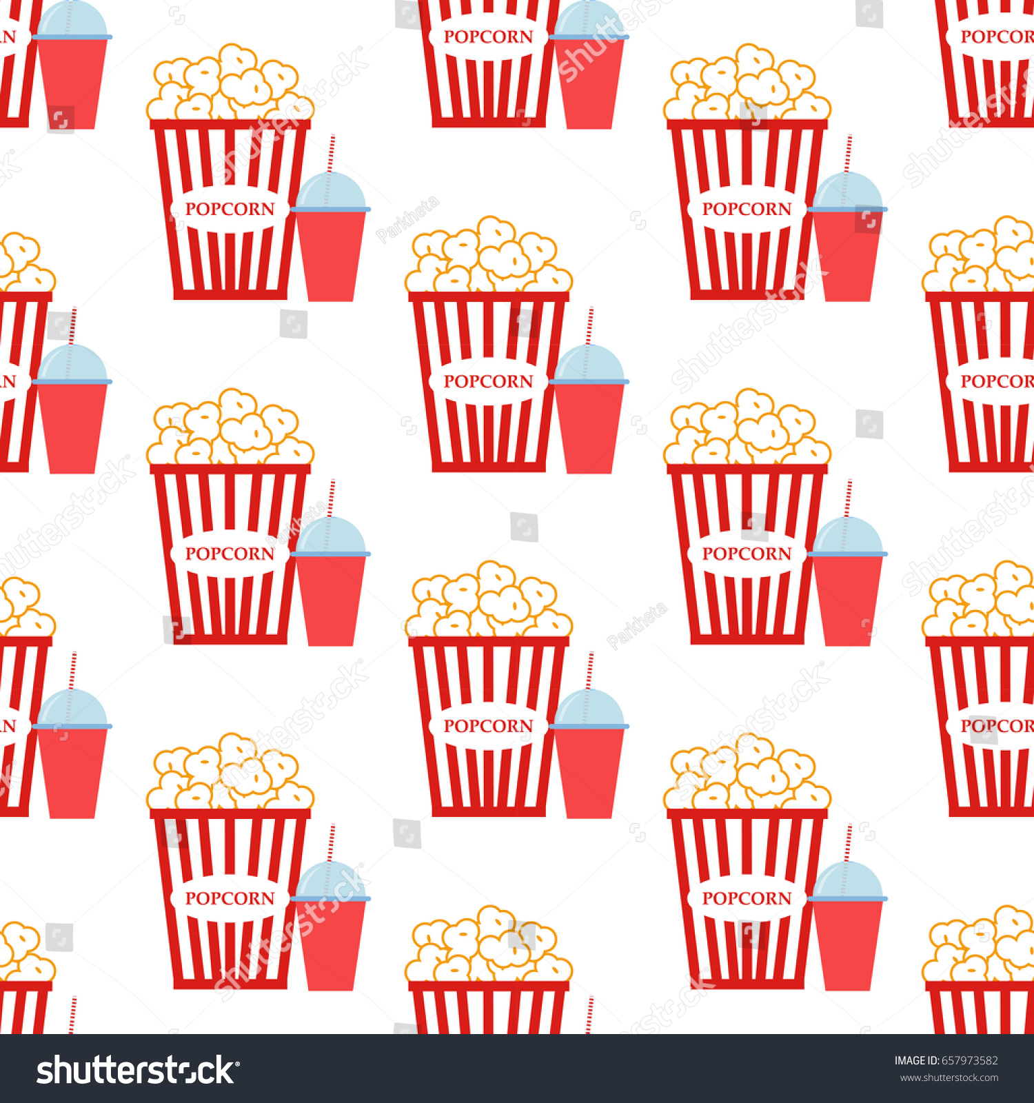 Popcorn Pattern On White Background Vector Stock Vector (Royalty Free ...