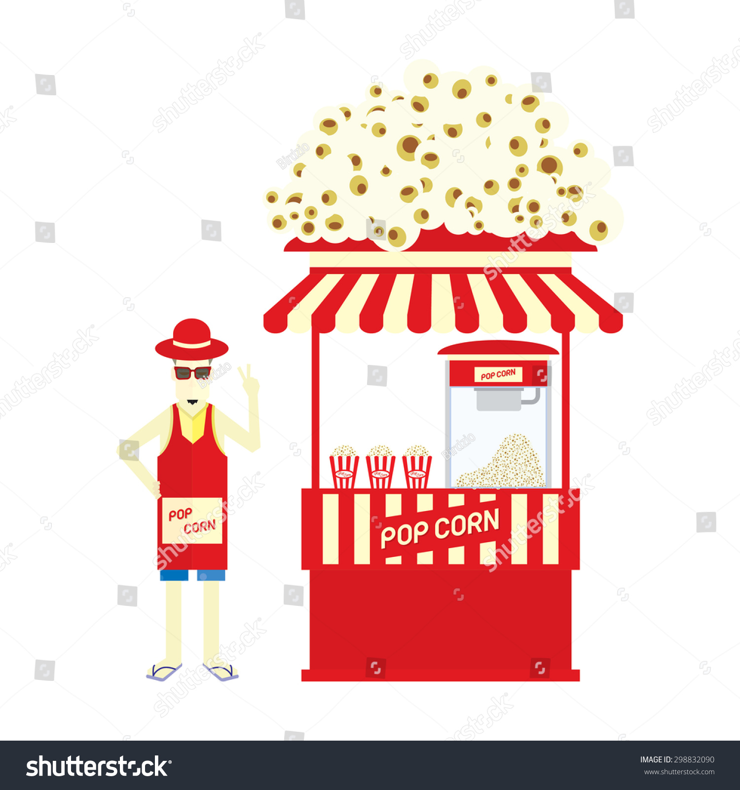 Popcorn Shop Vector Illustration Stock Vector 298832090 - Shutterstock