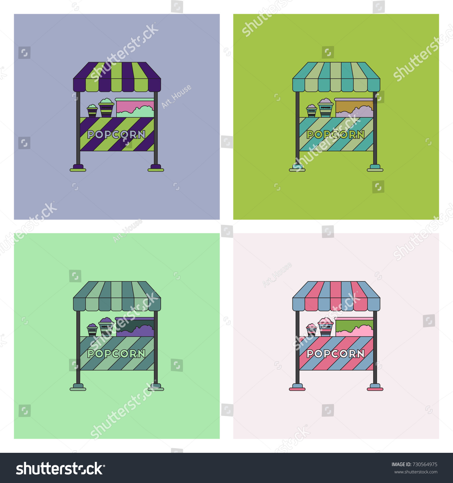 Popcorn Shop Vector Illustration Set Stock Vector (Royalty Free ...