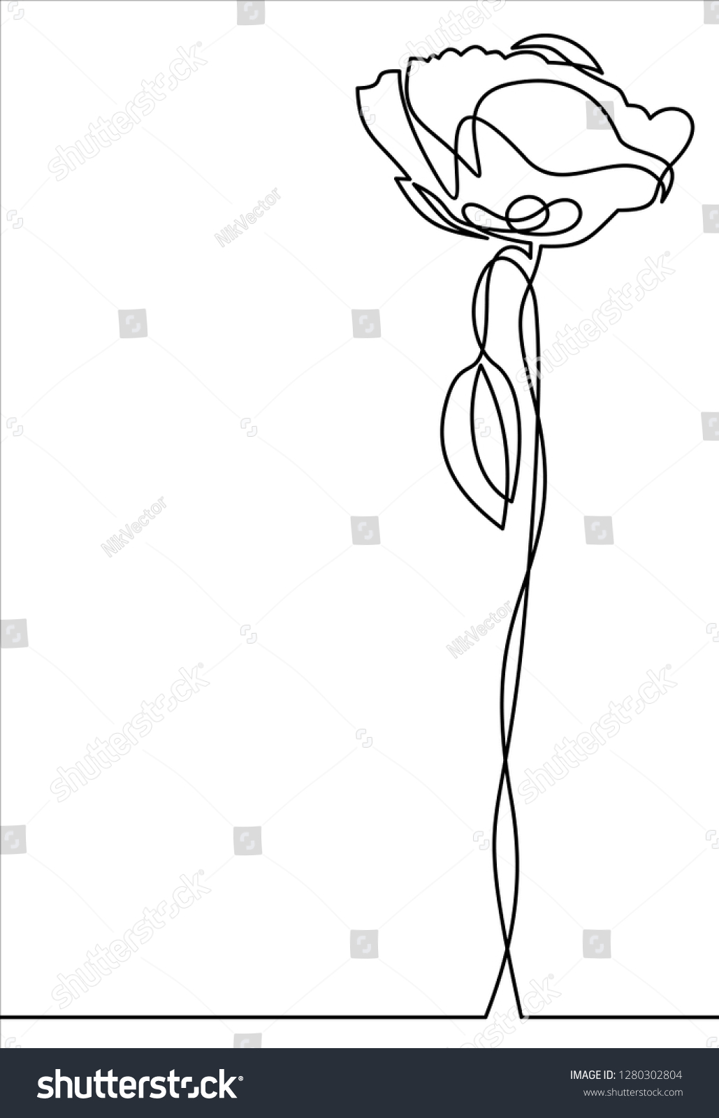 Poppy Continuous Line Vector Illustration Stock Vector (Royalty Free ...