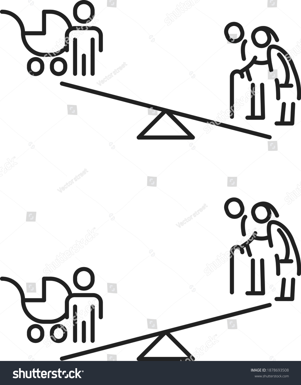 Population Aging Icon Vector Line Illustration Stock Vector (Royalty ...