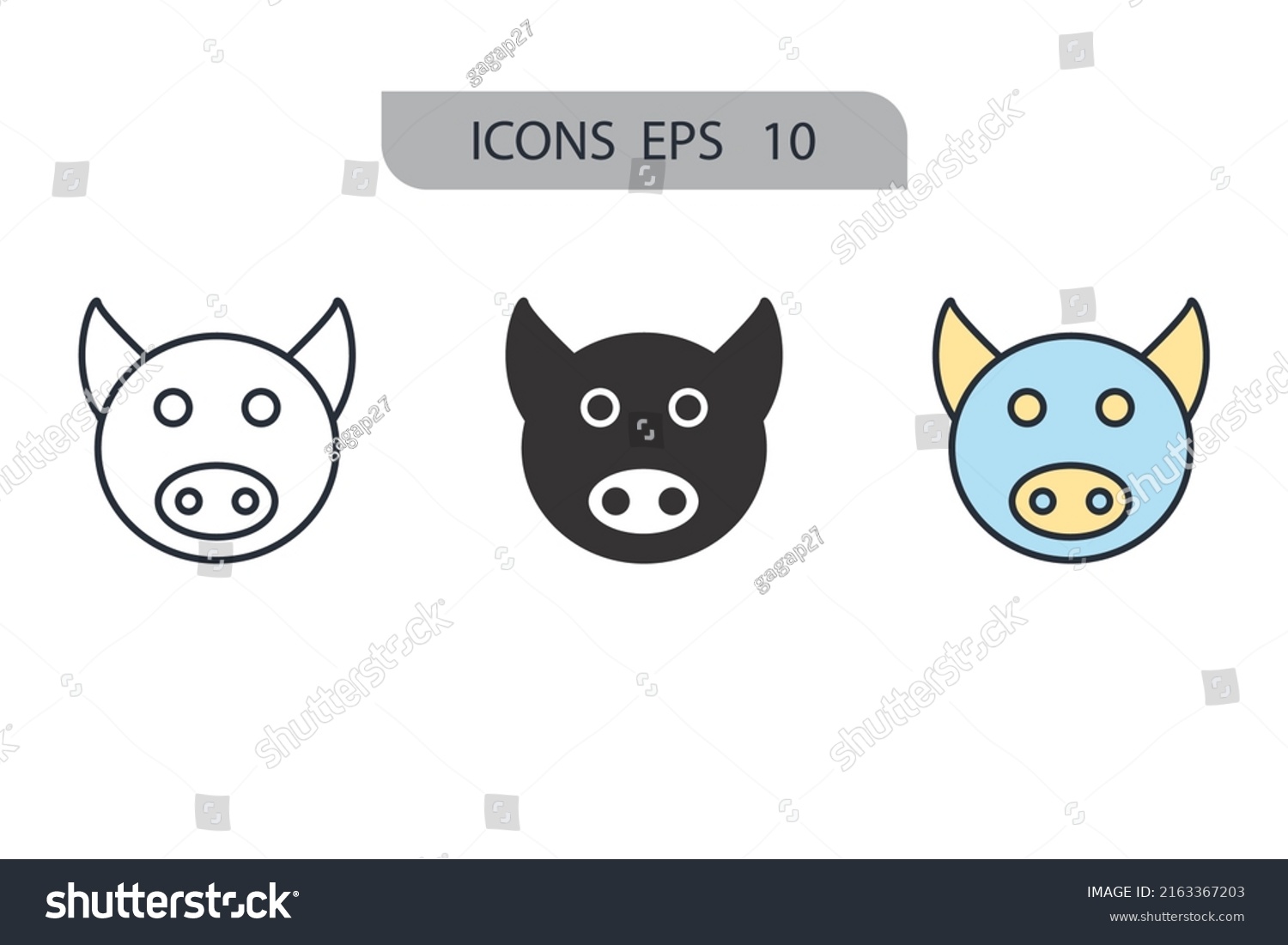 Pork Icons Symbol Vector Elements Infographic Stock Vector (Royalty ...