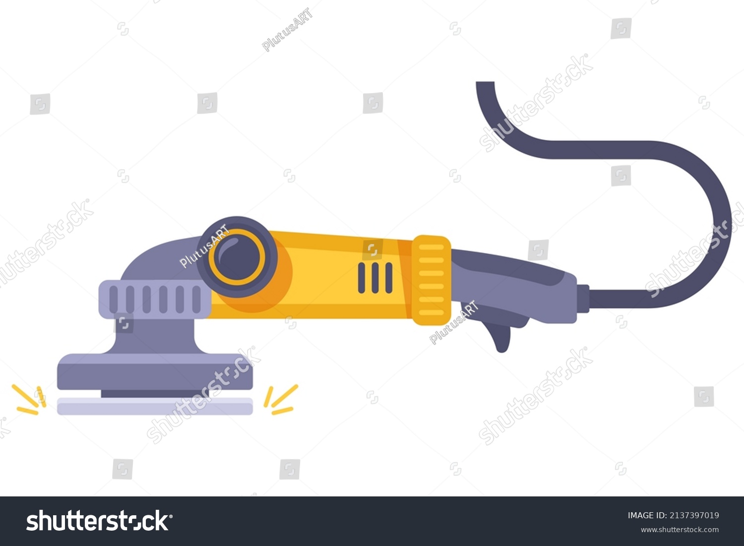Portable Grinder Processes Metal Flat Vector Stock Vector (Royalty Free ...