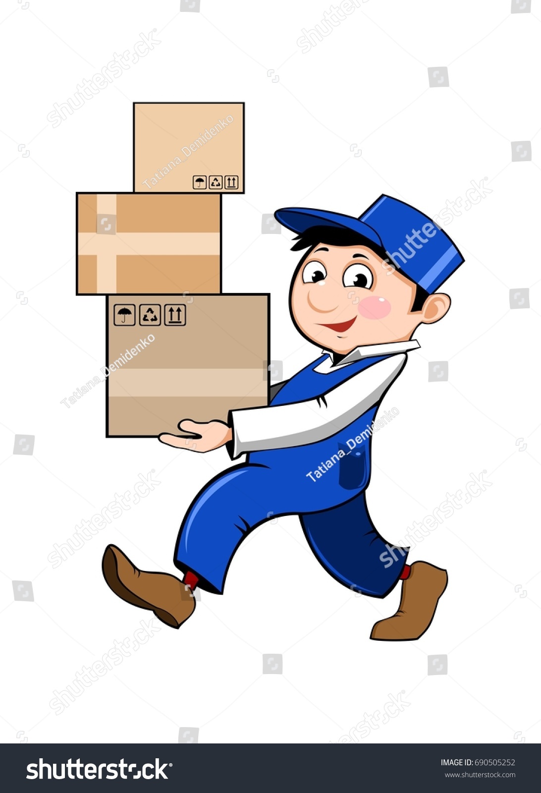 Porter Carries Box Vector Illustration Stock Vector (Royalty Free ...