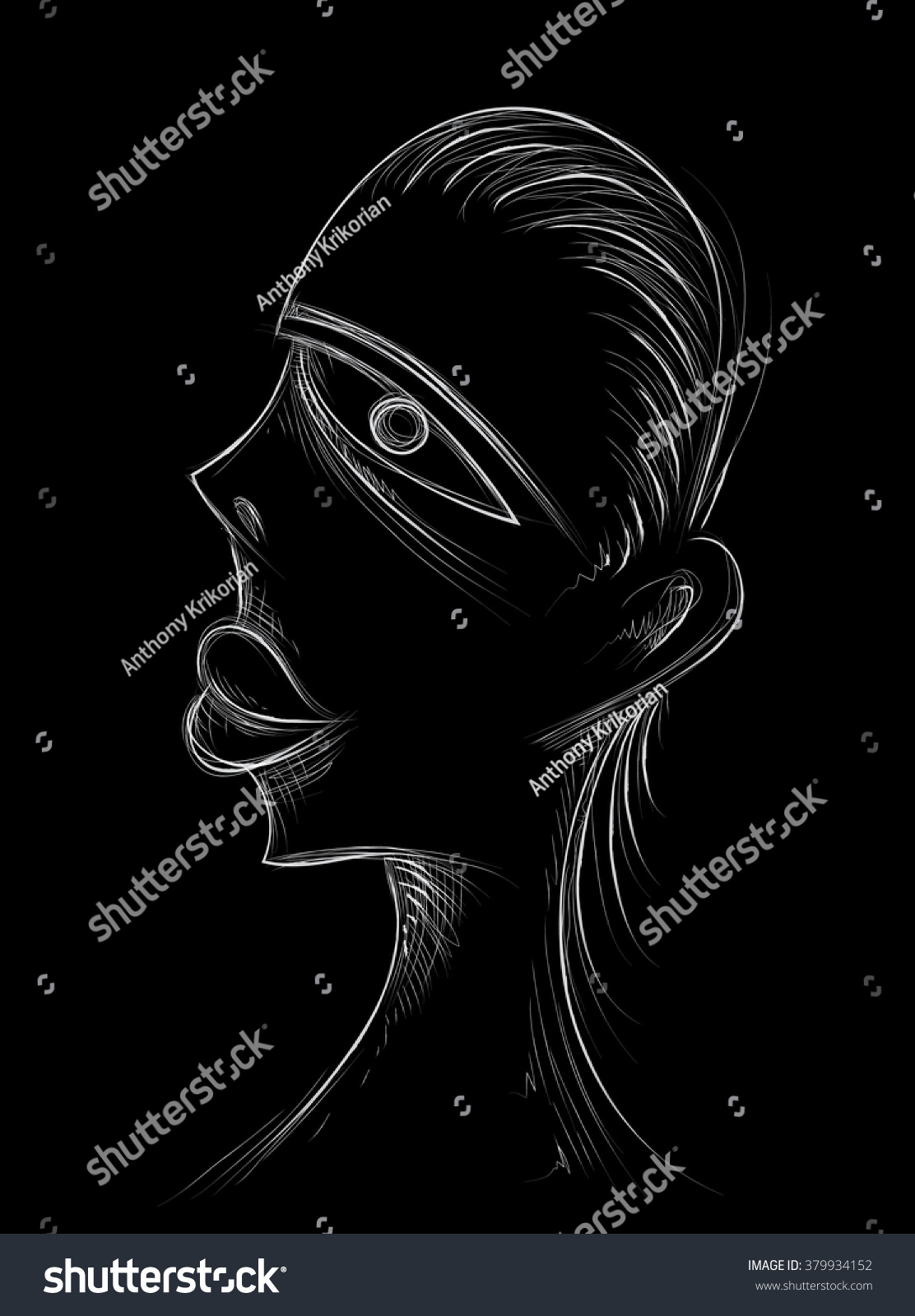 Portrait Face Sketch Vector Art Stock Vector (Royalty Free) 379934152 ...