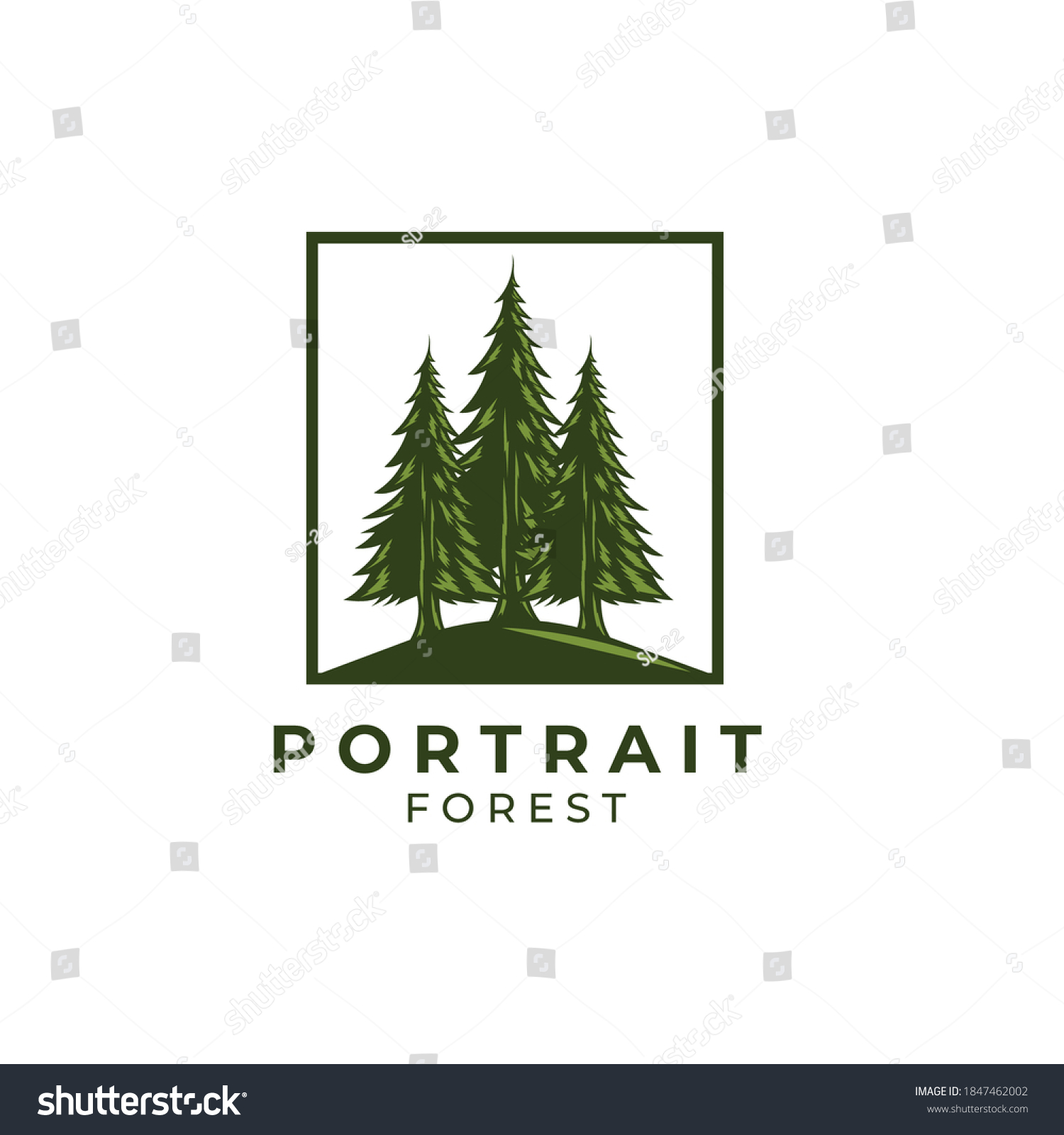 Portrait Forest Logo Vector Illustration Design Stock Vector (Royalty ...