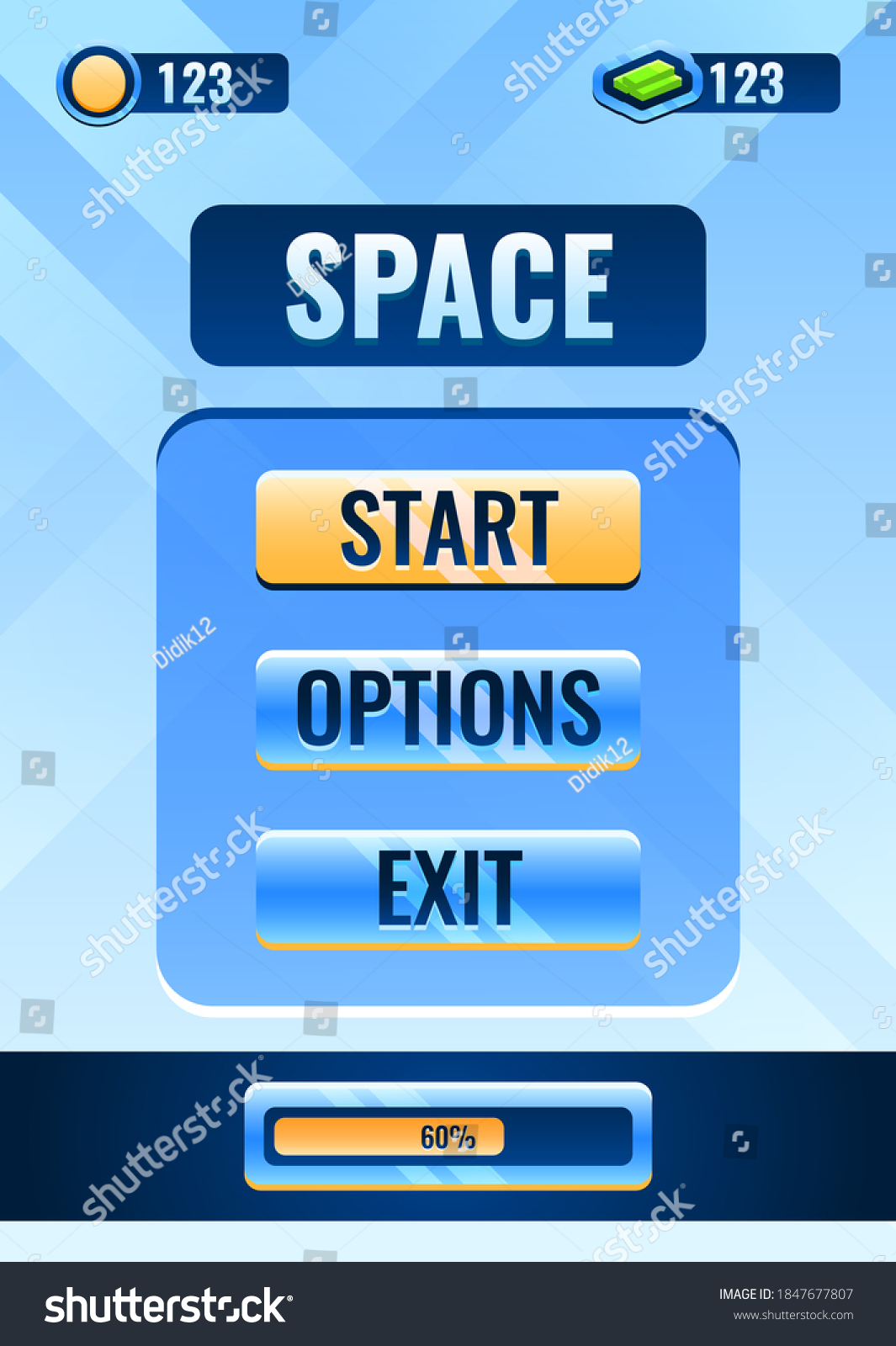 Portrait Gui Space Main Screen Interface Stock Vector (Royalty Free ...