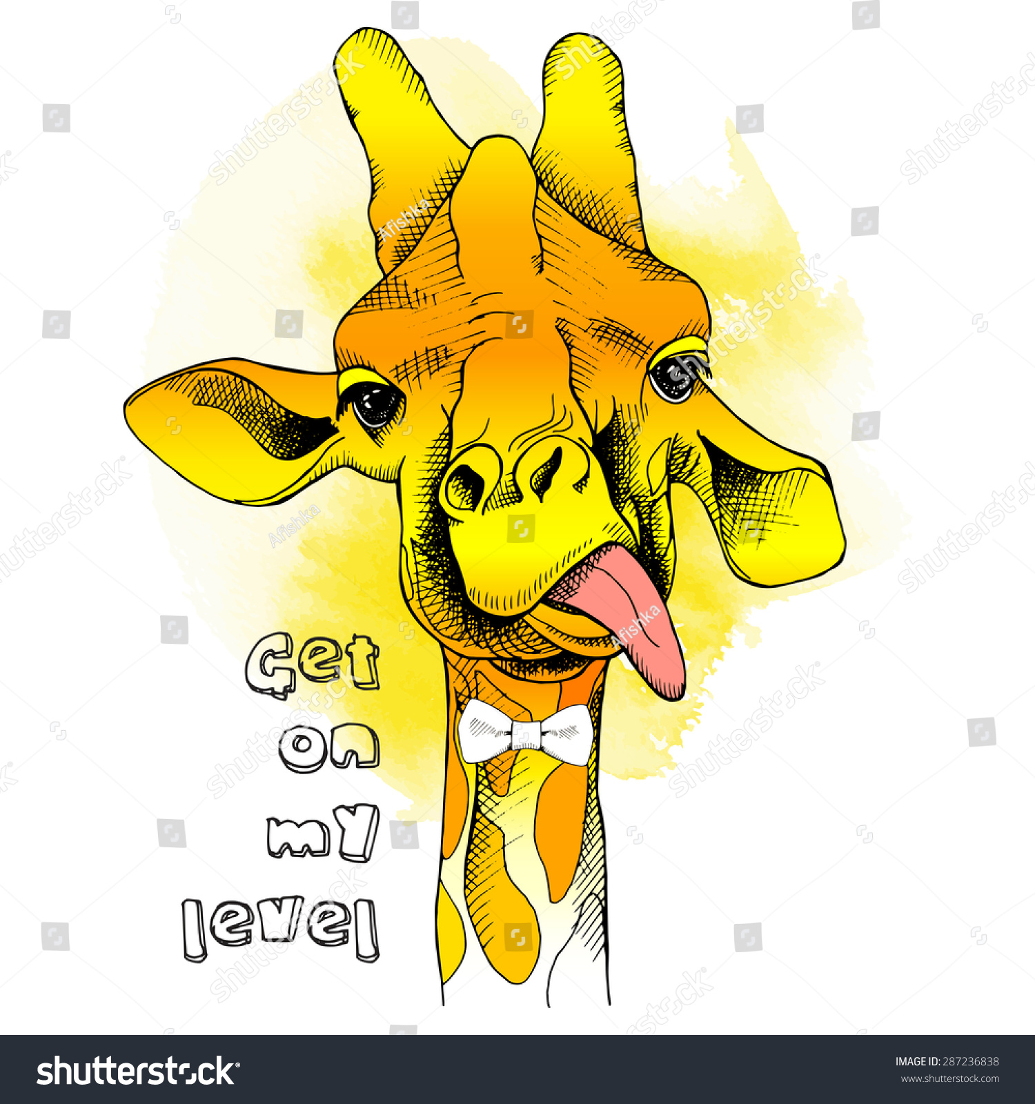 Portrait Funny Yellow Giraffe Tie Vector Stock Vector Royalty Free 287236838