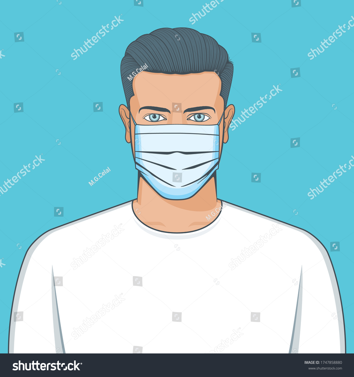 Portrait Young Man Mask Vector Image Stock Vector (Royalty Free ...