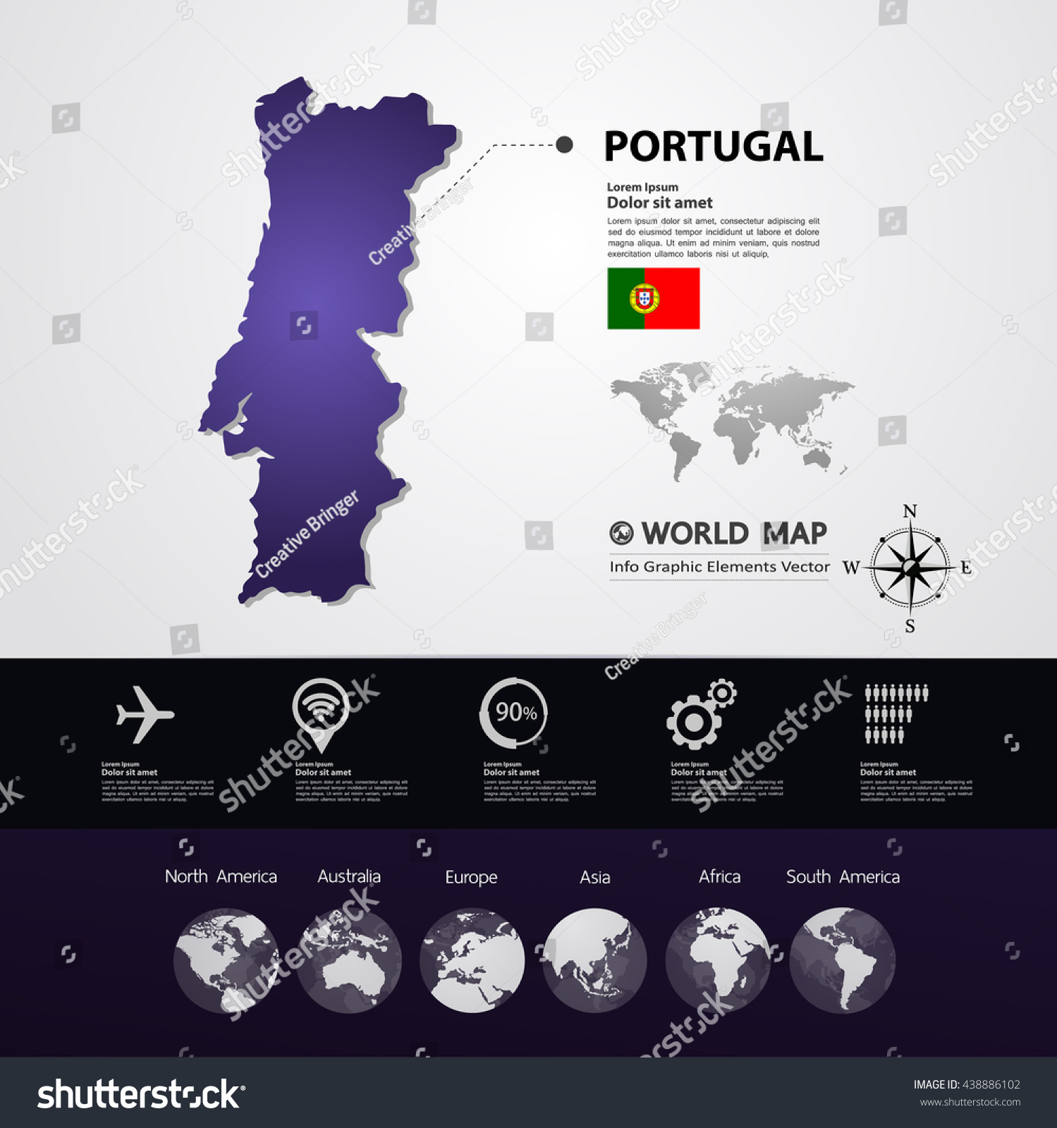 Portugal Map Vector Illustration Stock Vector (Royalty Free) 438886102 ...