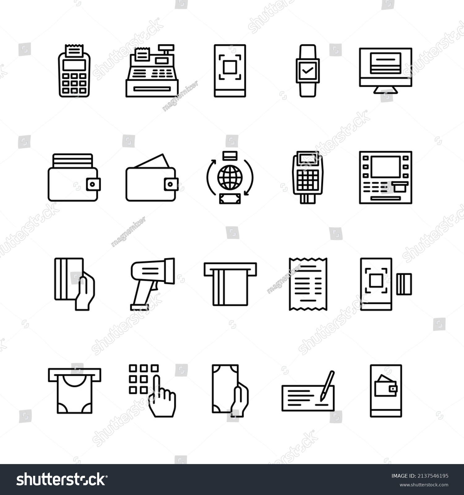 Pos System Outline Icon Set Stock Vector (Royalty Free) 2137546195 ...
