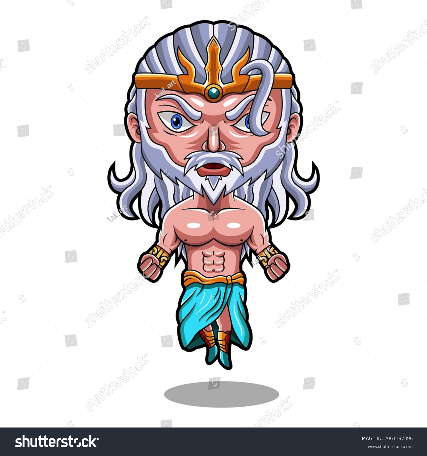 Poseidon Chibi Mascot Logo Design: เวกเตอร์สต็อก (ปลอดค่าลิขสิทธิ์ ...
