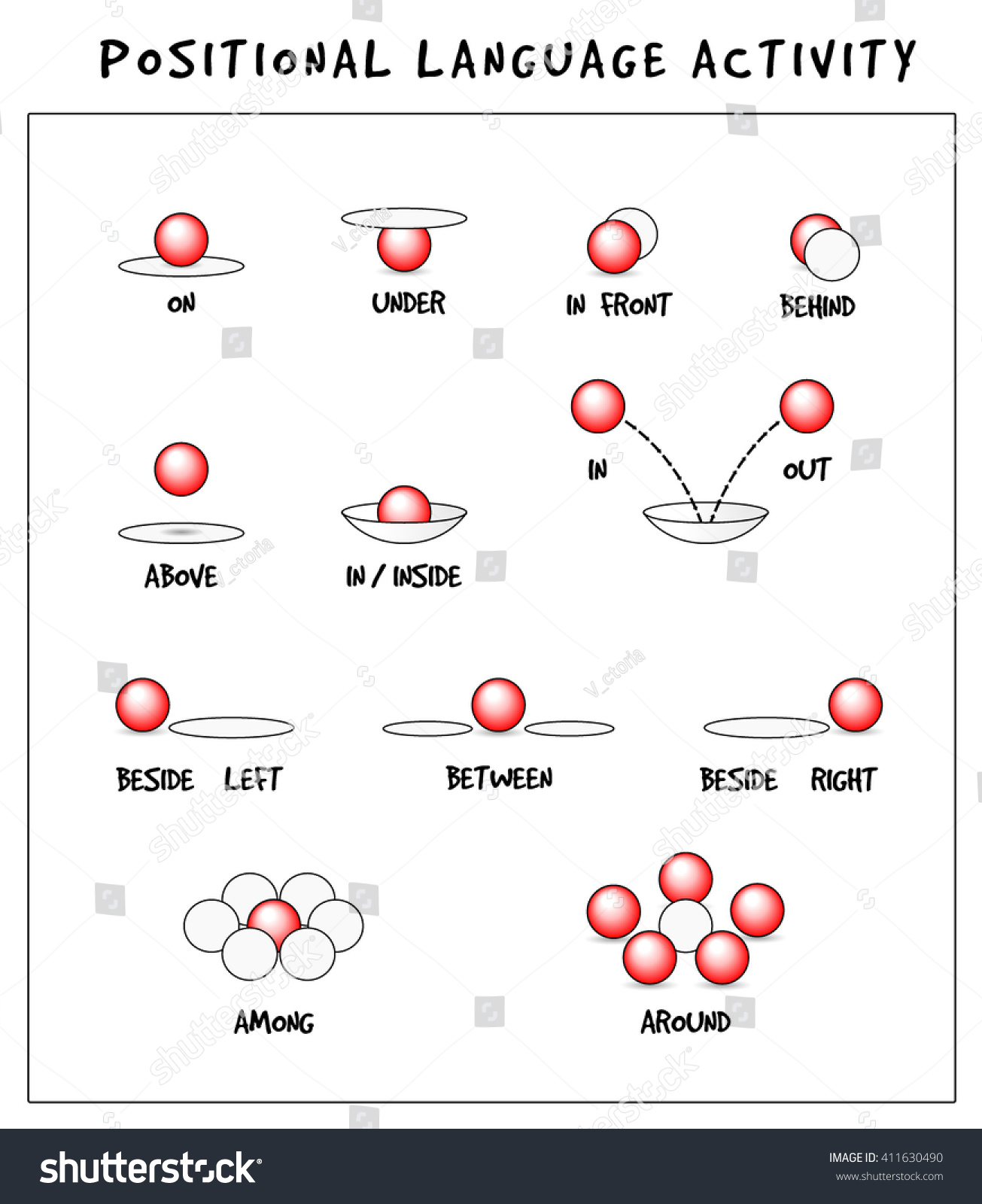 Positional Language Activity Poster Vector Object Stock Vector (Royalty ...