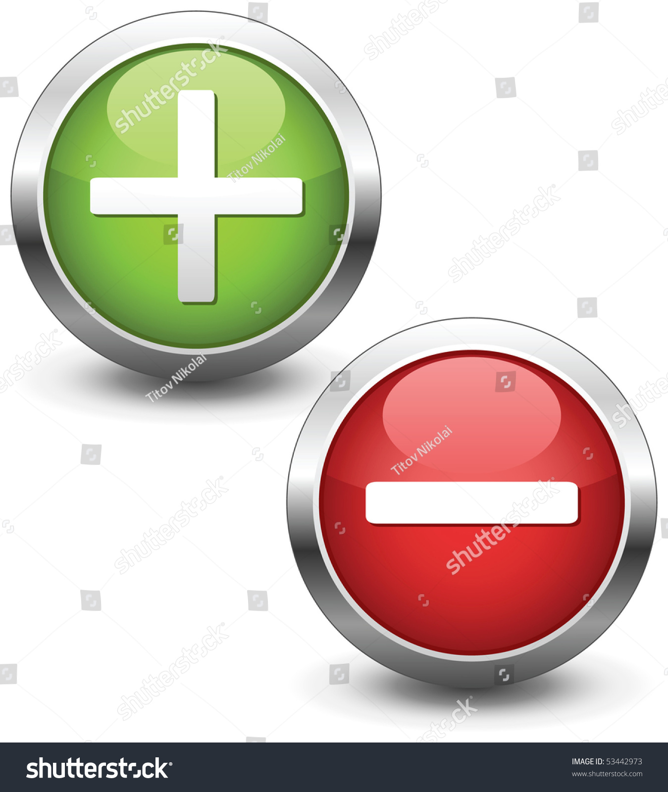 Positive Negative Buttons Vector Illustration Stock Vector (Royalty ...