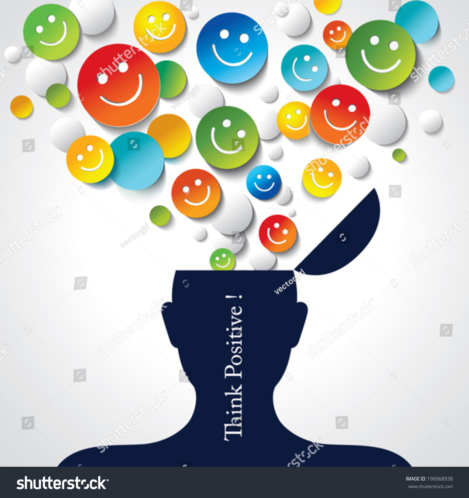 Positive Thinking Concept Background Vector Smileys Stock Vector ...