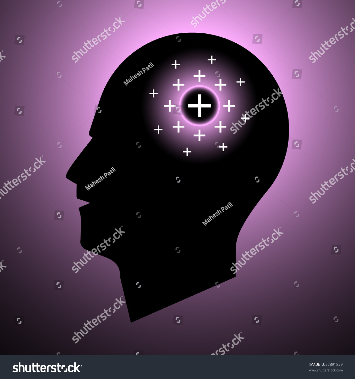 Positive Thinking Human Head Positive Charge Stock Vector (Royalty Free ...