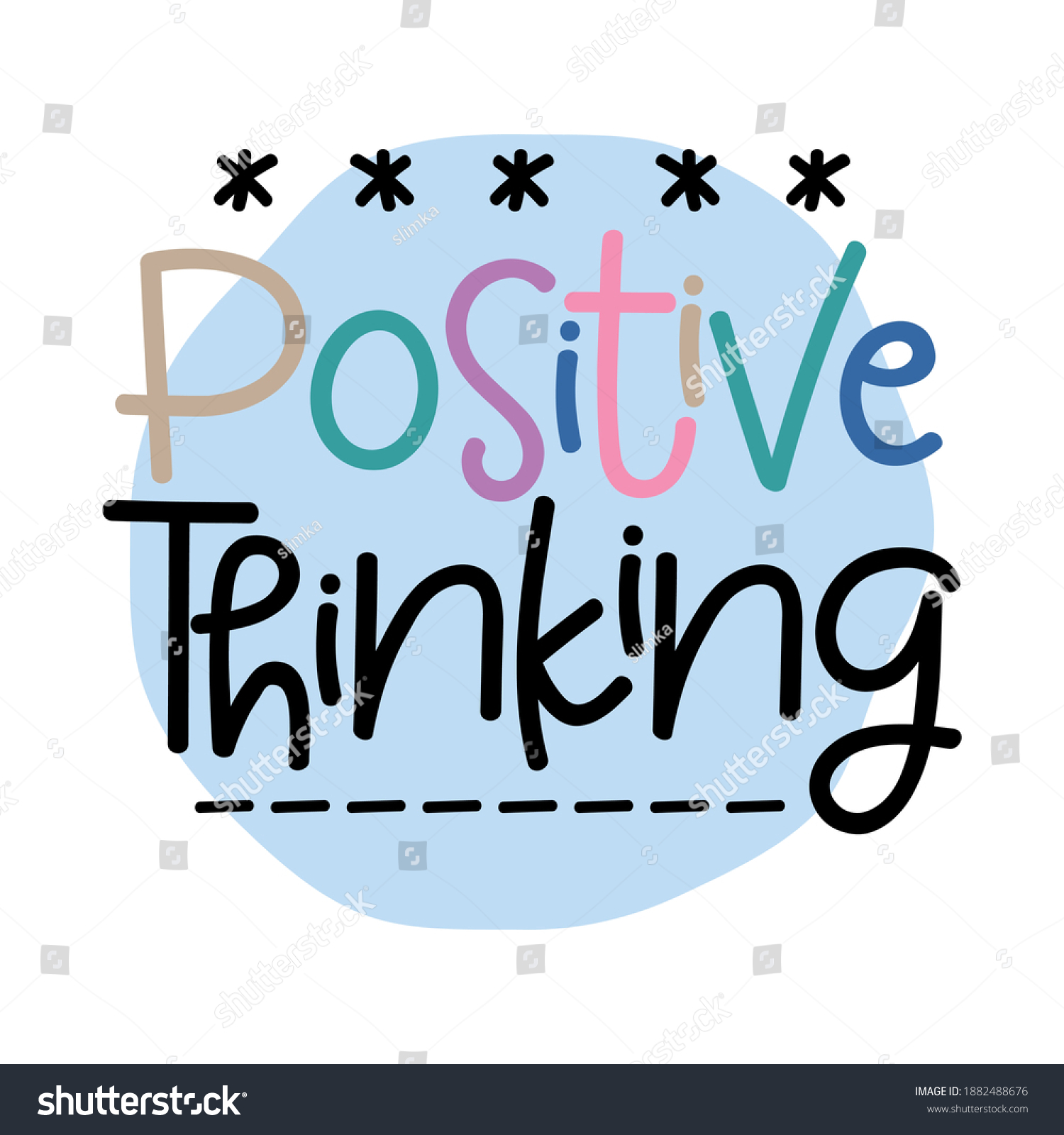 Positive Thinking Lettering Vector Illustration Stock Vector (Royalty ...