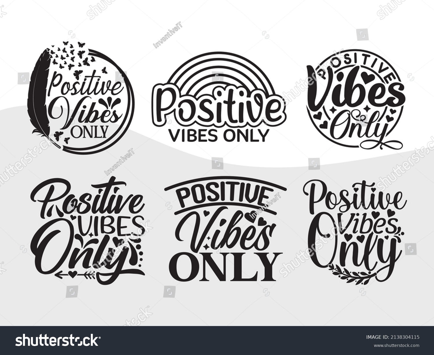 Positive Vibes Only Printable Vector Illustration Stock Vector (Royalty ...