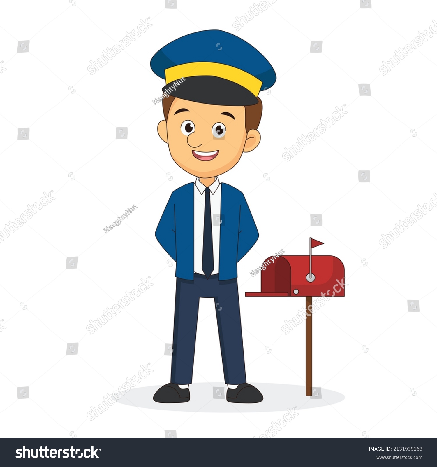 Post Office Postman Mailman Uniform Stock Vector (Royalty Free) 2131939163