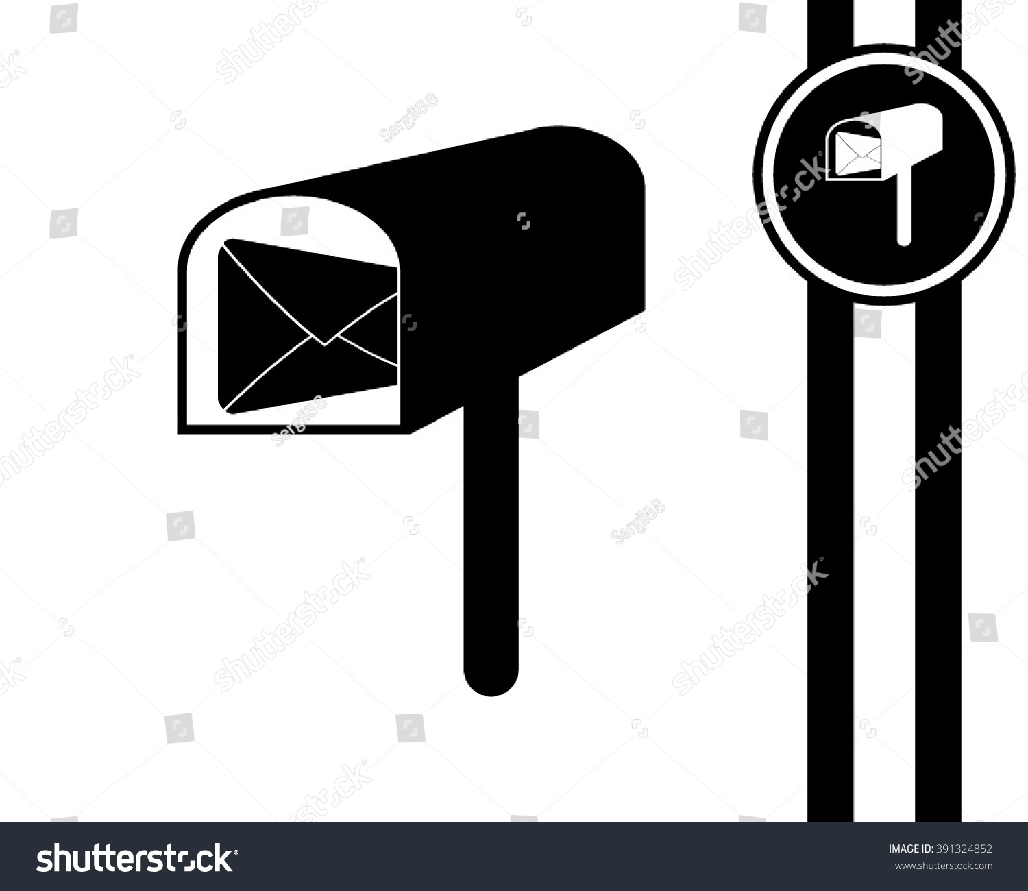 Postbox Black White Vector Icon: vector de stock (libre de regalías ...