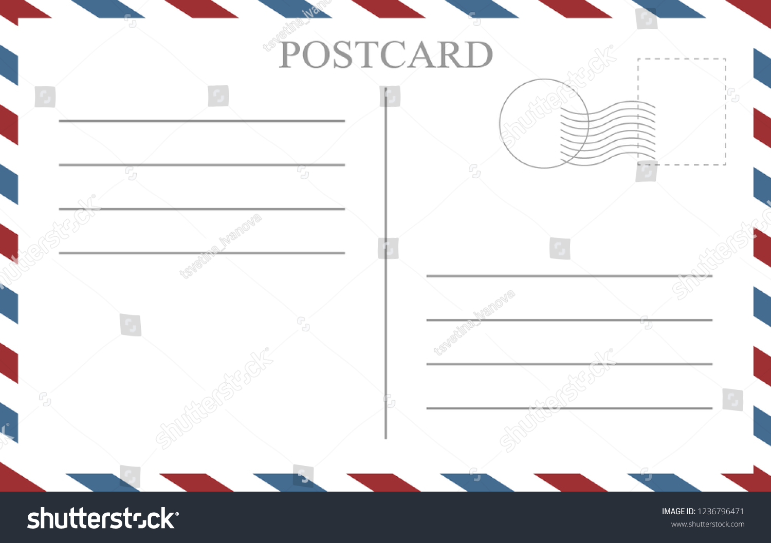 Postcard Back Blank Template Vintage Postcard : image vectorielle de ... Postcard Back Blank Template Vintage Postcard : image vectorielle de ...