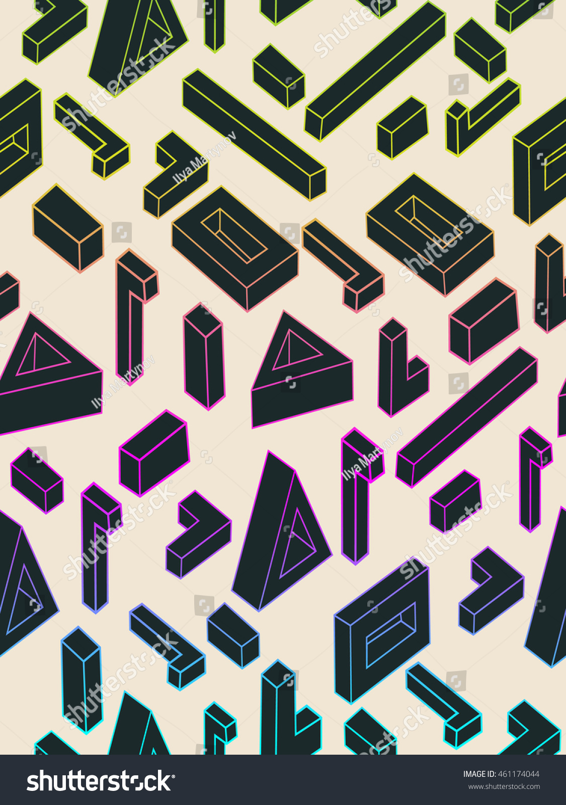 Poster Abstract Geometric 3d Shapes Constructivism Stock Vector ...