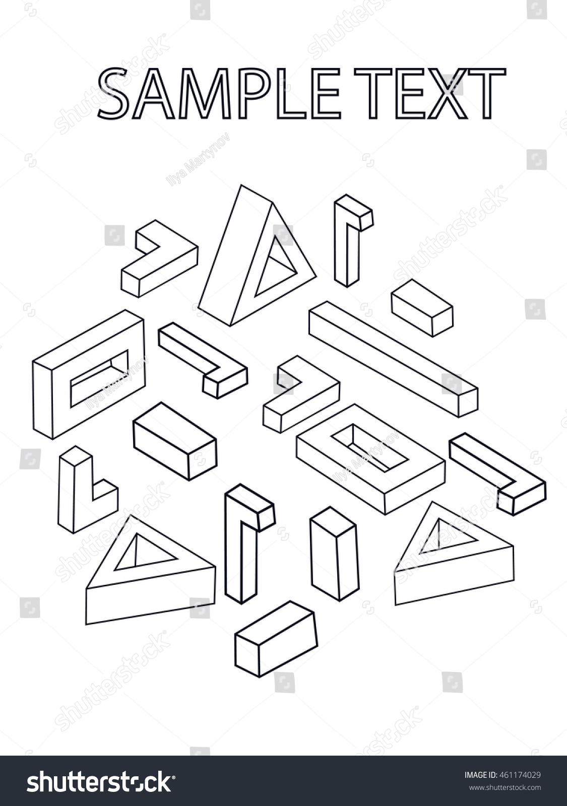 Poster Abstract Geometric 3d Shapes Constructivism Stock Vector ...