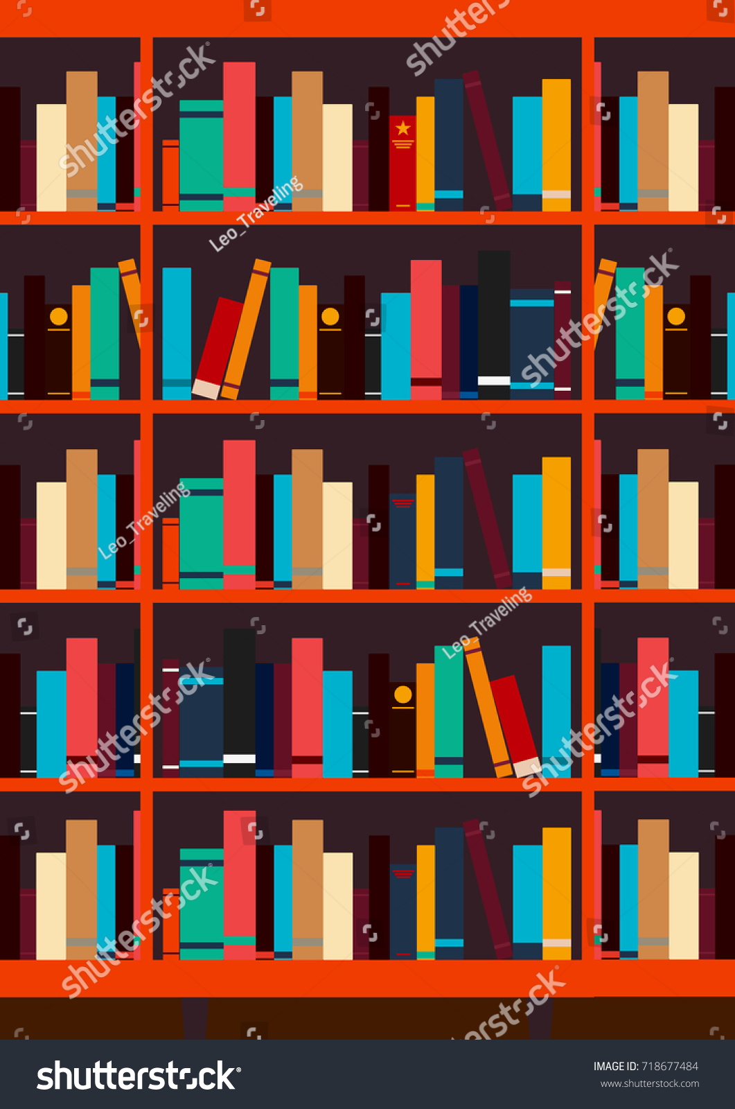 Poster Book Shelf Bookcase Background Vector: เวกเตอร์สต็อก (ปลอดค่า ...