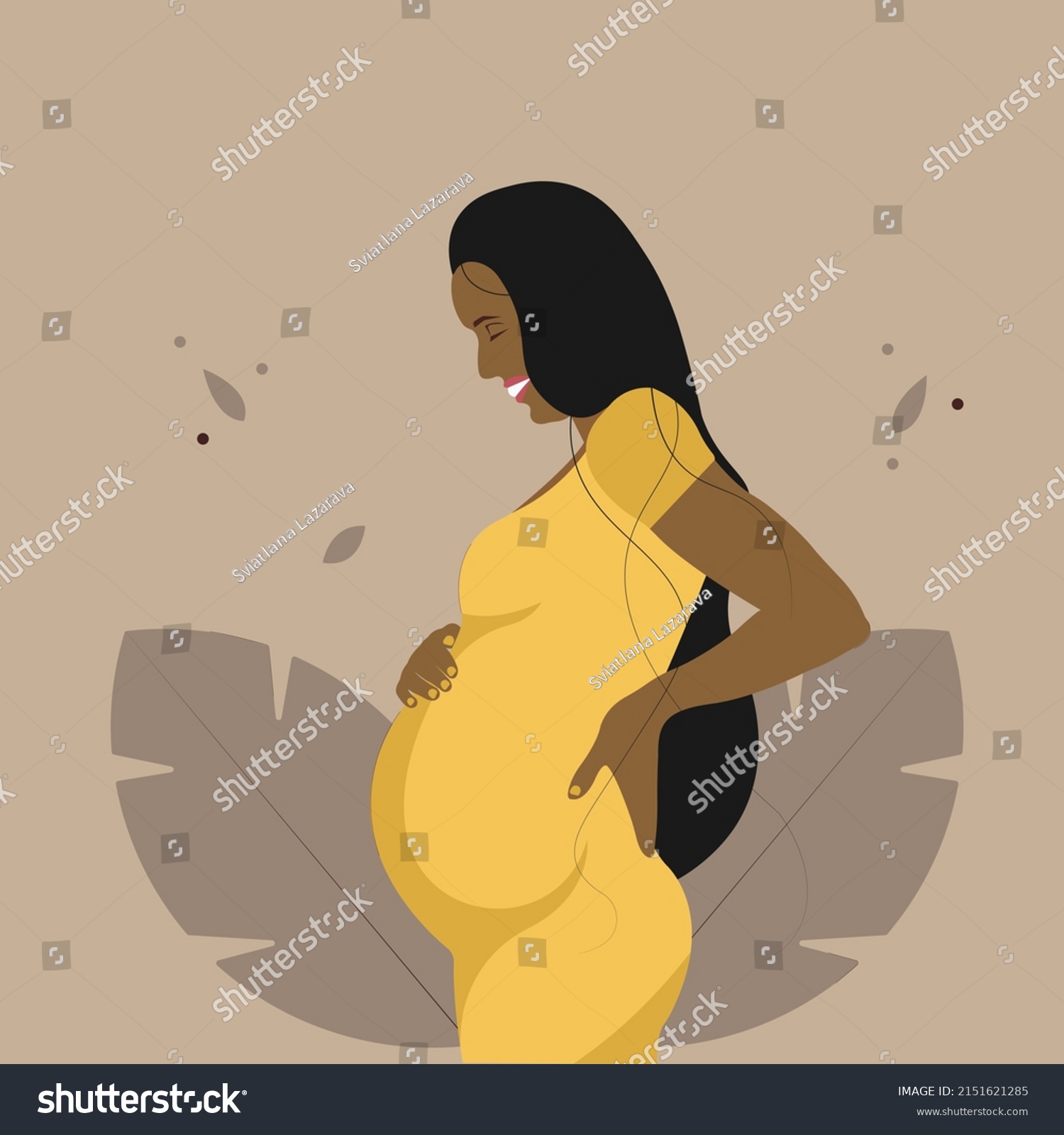 Poster Beautiful Young Dark Skinned Pregnant Stock Vector Royalty Free