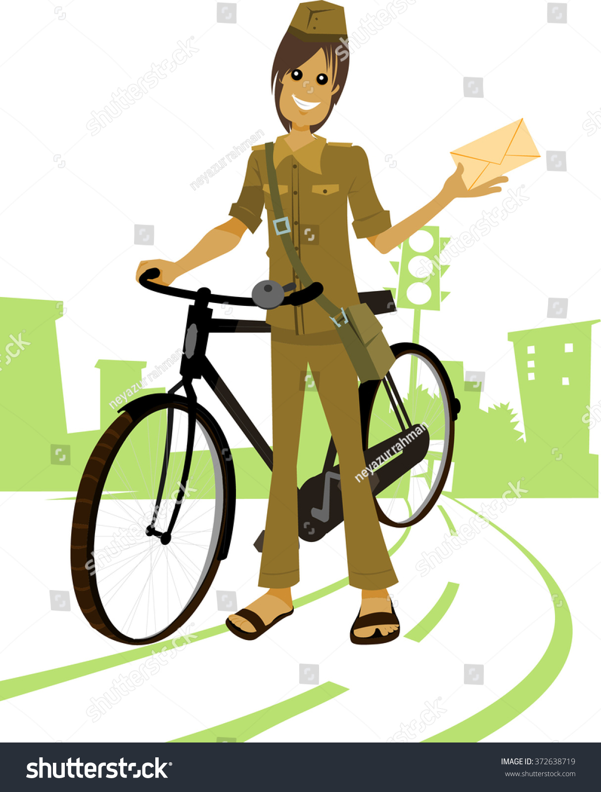 Postman Old Fashioned Way Stock Vector (Royalty Free) 372638719 ...