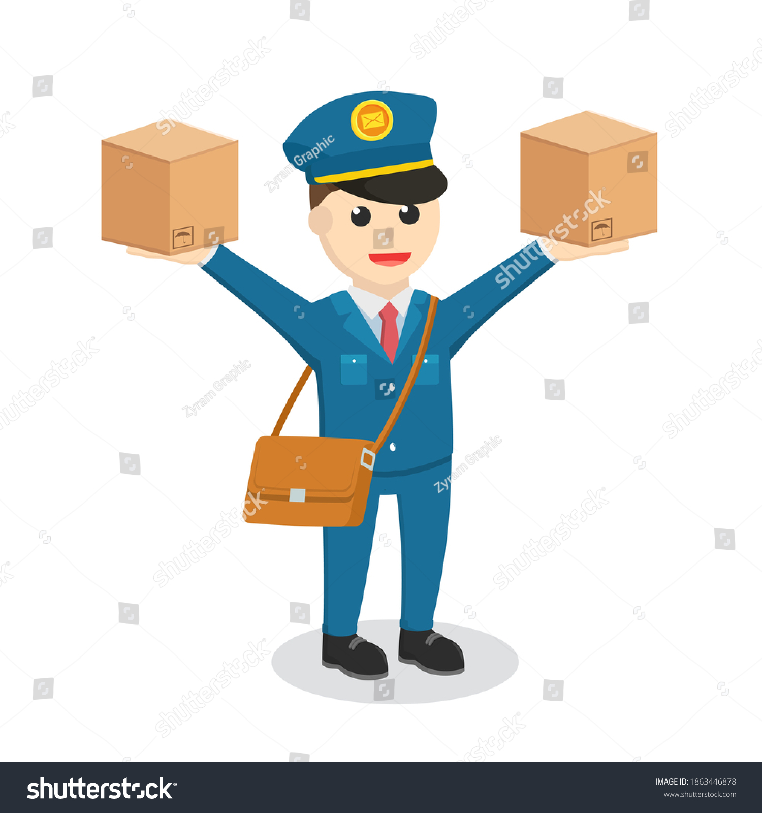 Postman Two Parcels Design Character On: เวกเตอร์สต็อก (ปลอดค่า ...
