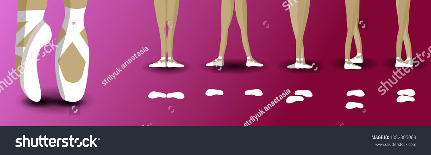 Postures Feet Ballet Pointe: vector de stock (libre de regalías) 1082805068