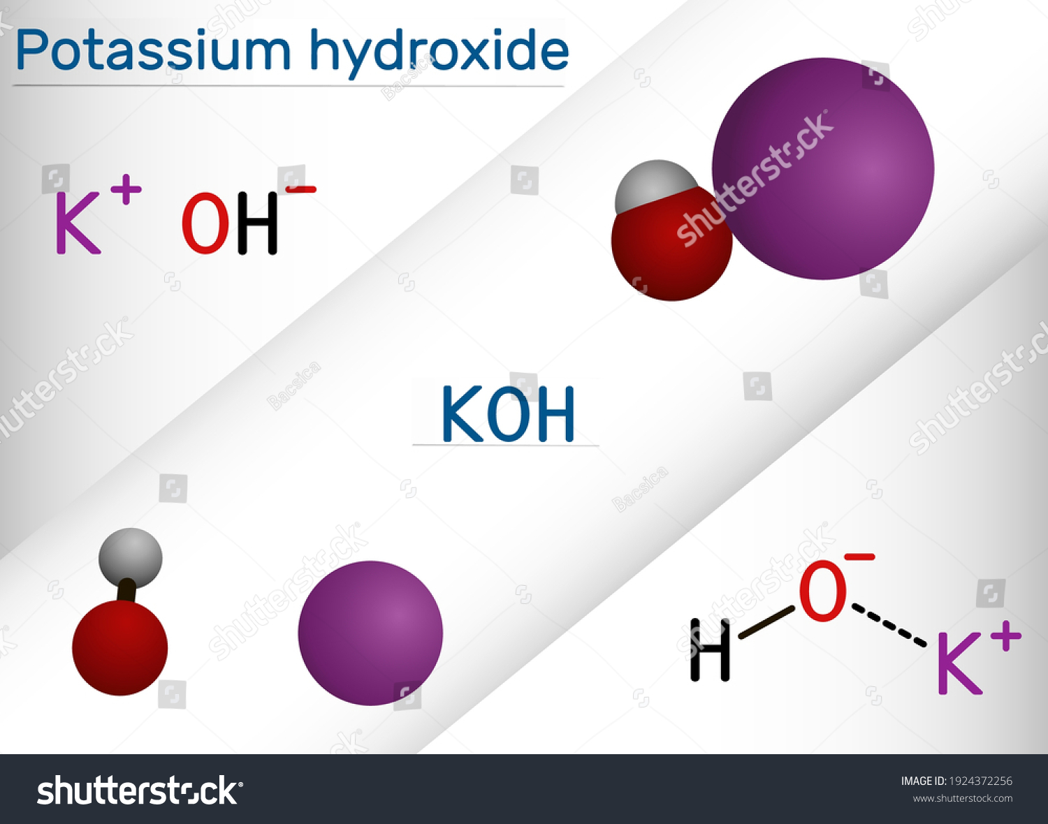Potassium Hydroxide Caustic Potash Lye Molecule Stock Vector (Royalty ...