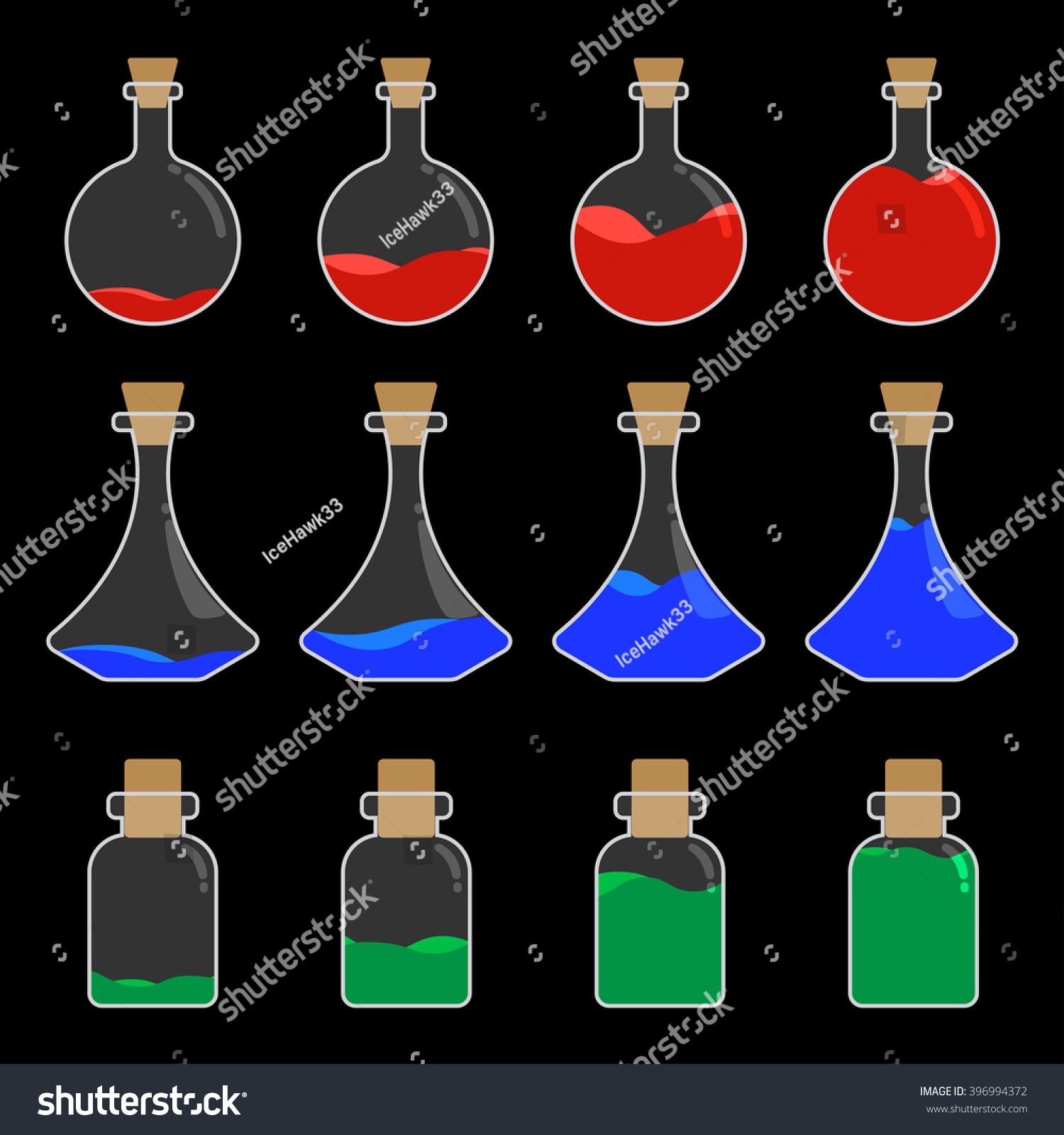 Potion Bottle Design Flat Style Transparent : image vectorielle de ...