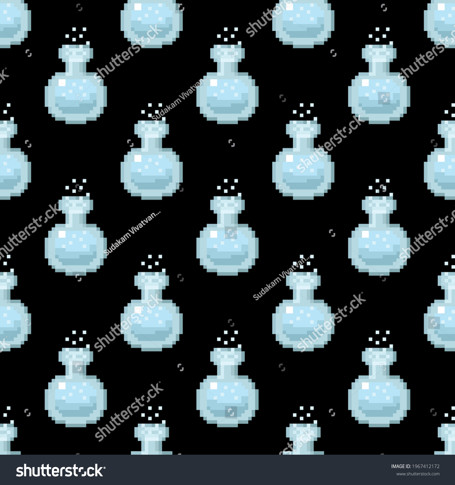 Potion Pattern Pixel Art Seamless Pattern: เวกเตอร์สต็อก (ปลอดค่า ...