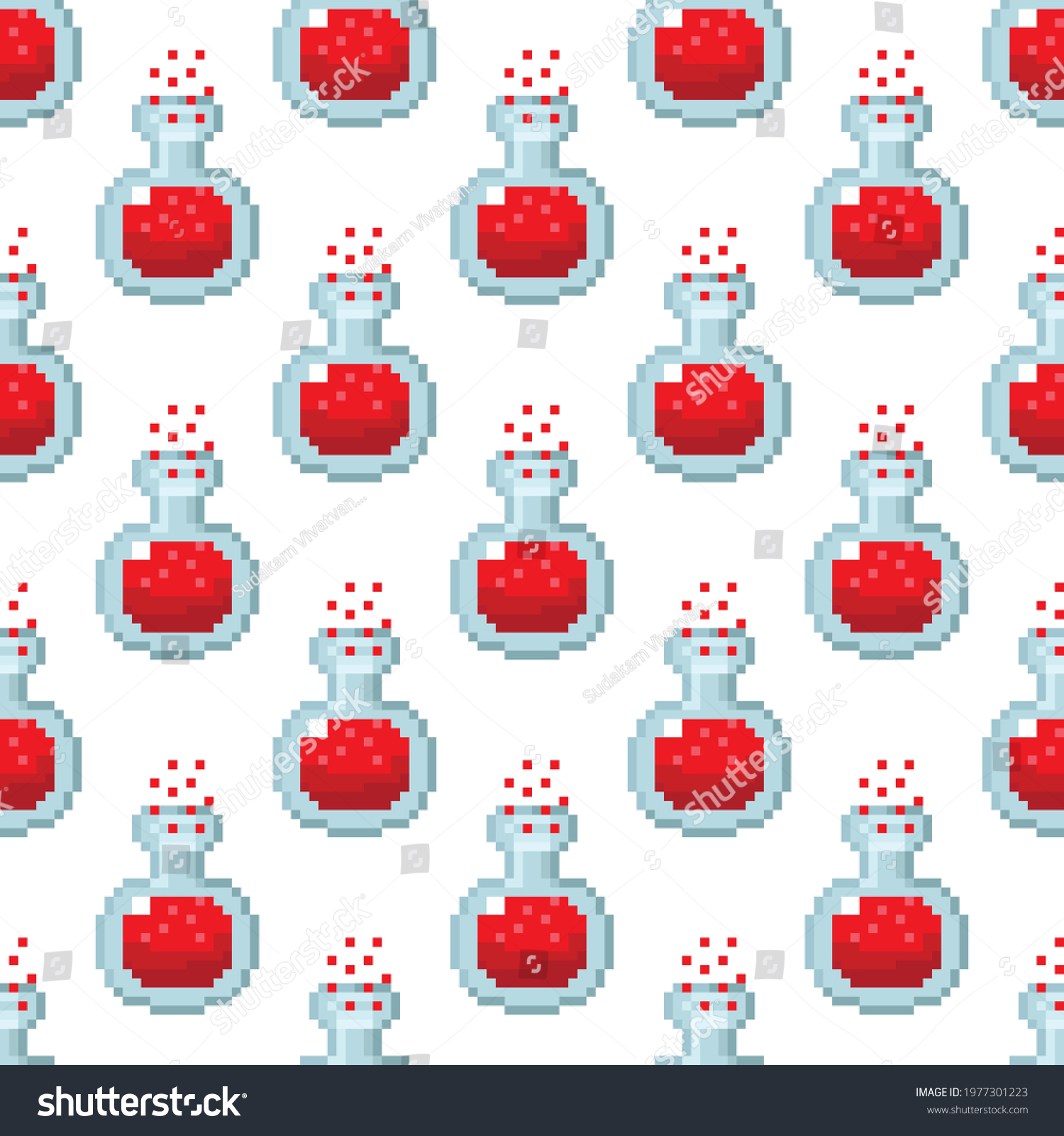 Potion Pattern Pixel Art Seamless Pattern: เวกเตอร์สต็อก (ปลอดค่า ...