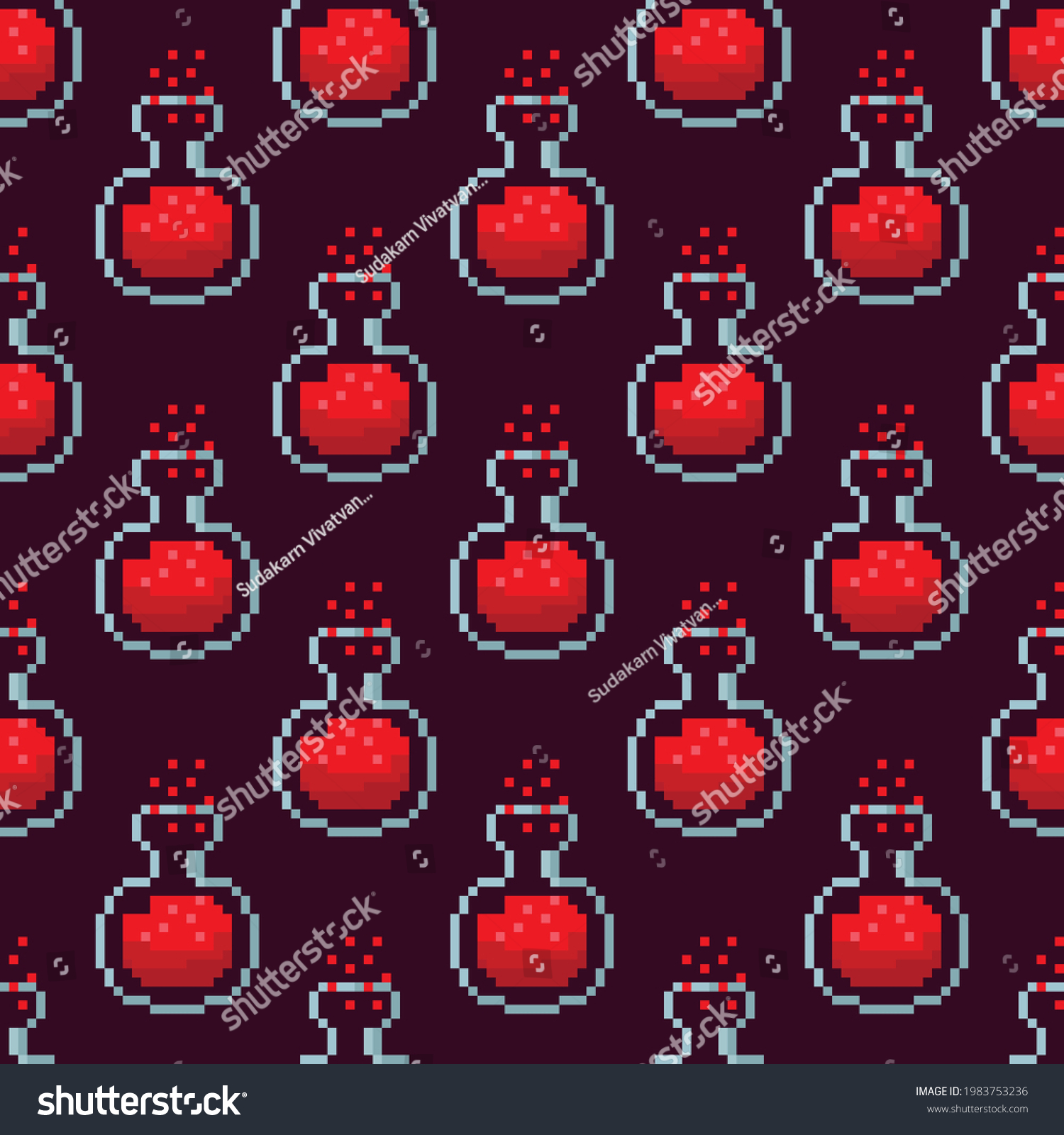 Potion Pattern Pixel Art Seamless Pattern: เวกเตอร์สต็อก (ปลอดค่า ...