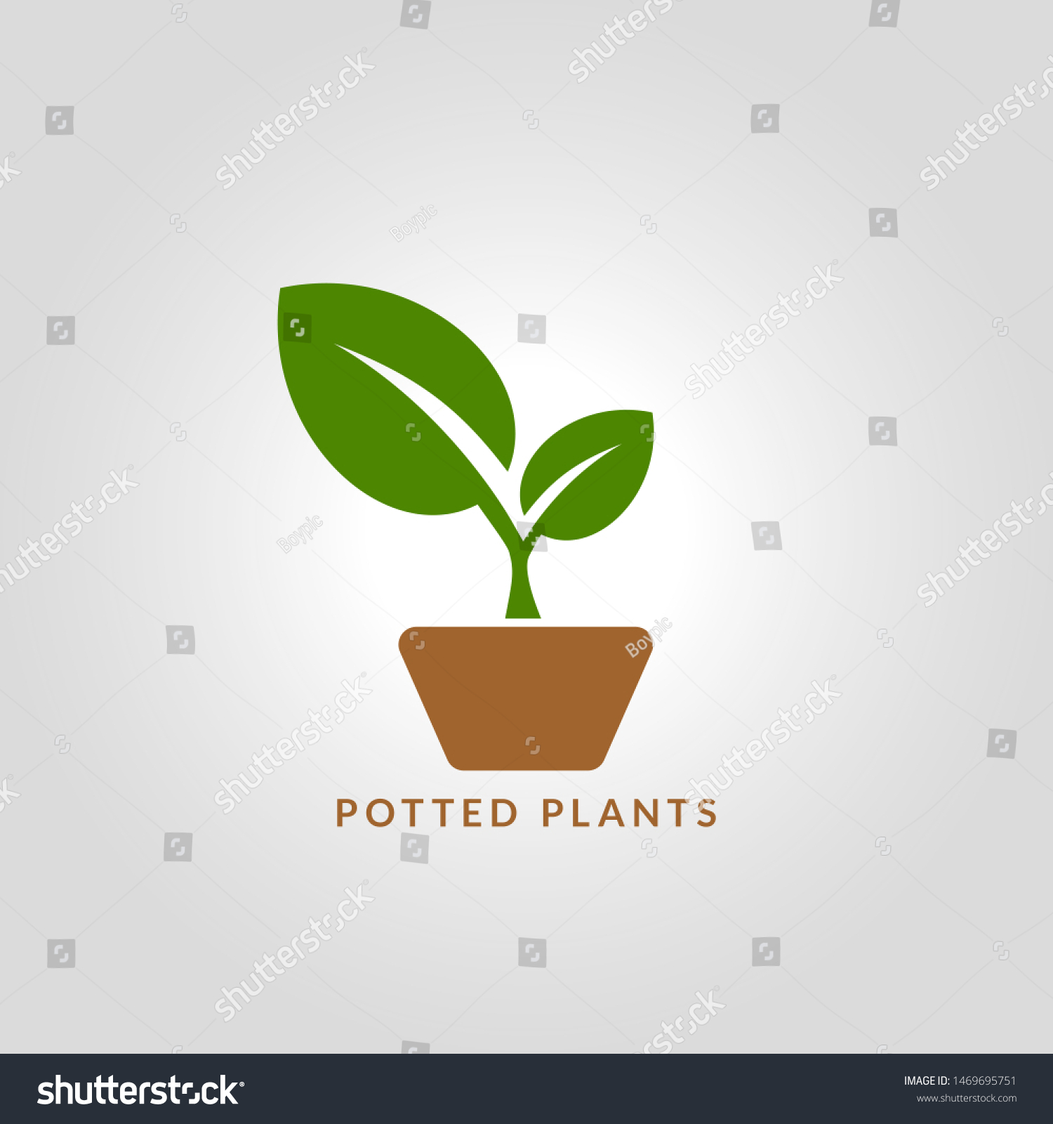 Potted Plants Logo Design Template: vector de stock (libre de regalías ...