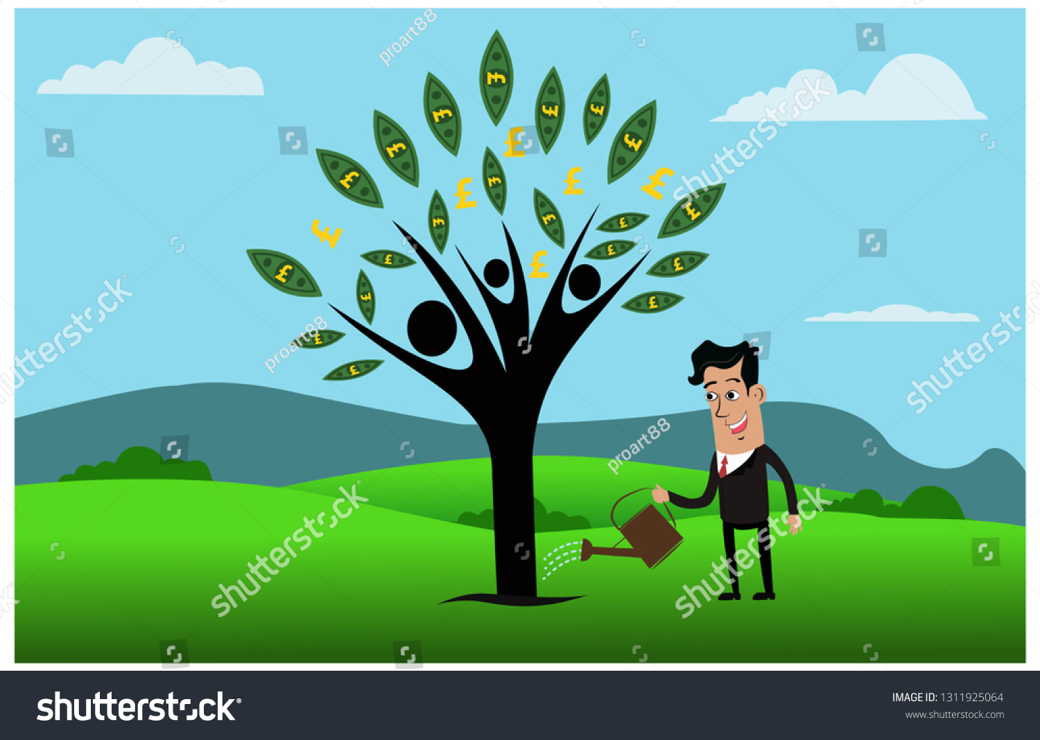 Pound Money Tree Stock Vector (Royalty Free) 1311925064