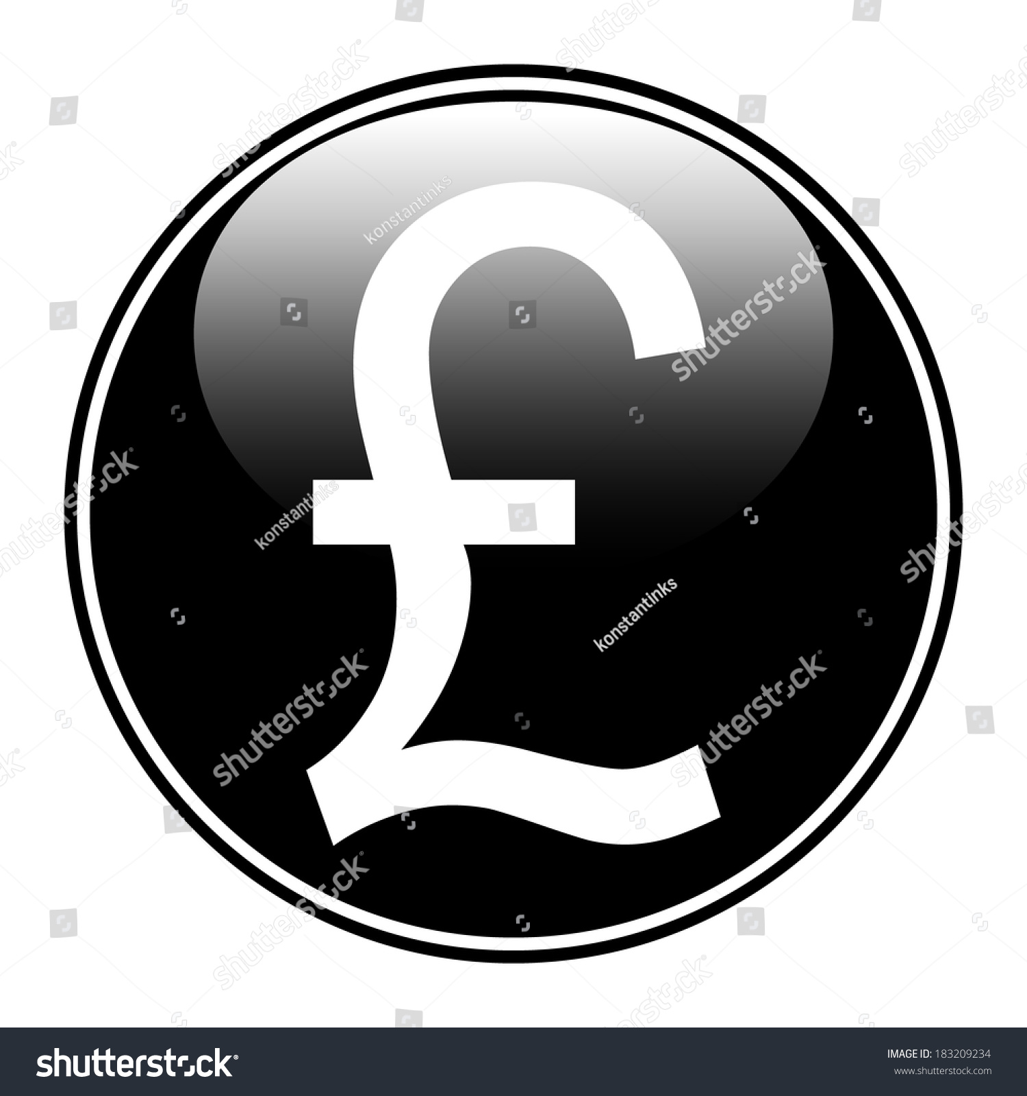 Pound Symbol Button On White Background Stock Vector (Royalty Free ...