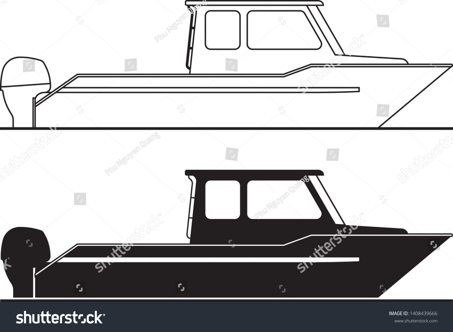 Power Boating Thin Line Silhouette Vector: เวกเตอร์สต็อก (ปลอดค่า ...