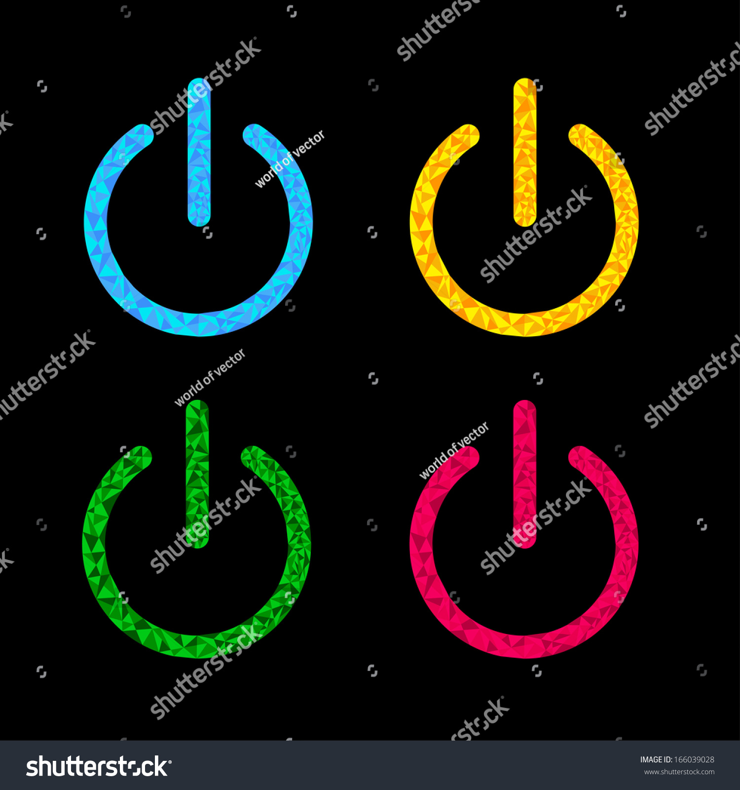Power Button Icon Set Black Background Stock Vector (Royalty Free ...