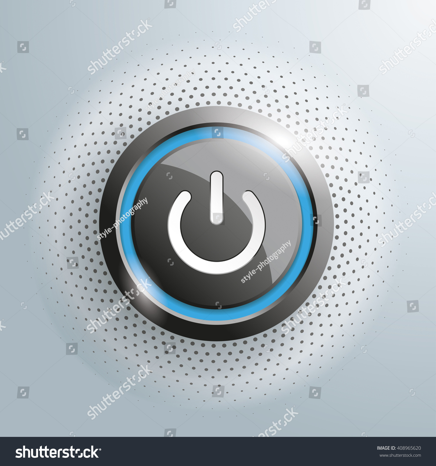 Power Button Halftone On Gray Background Stock Vector (Royalty Free ...