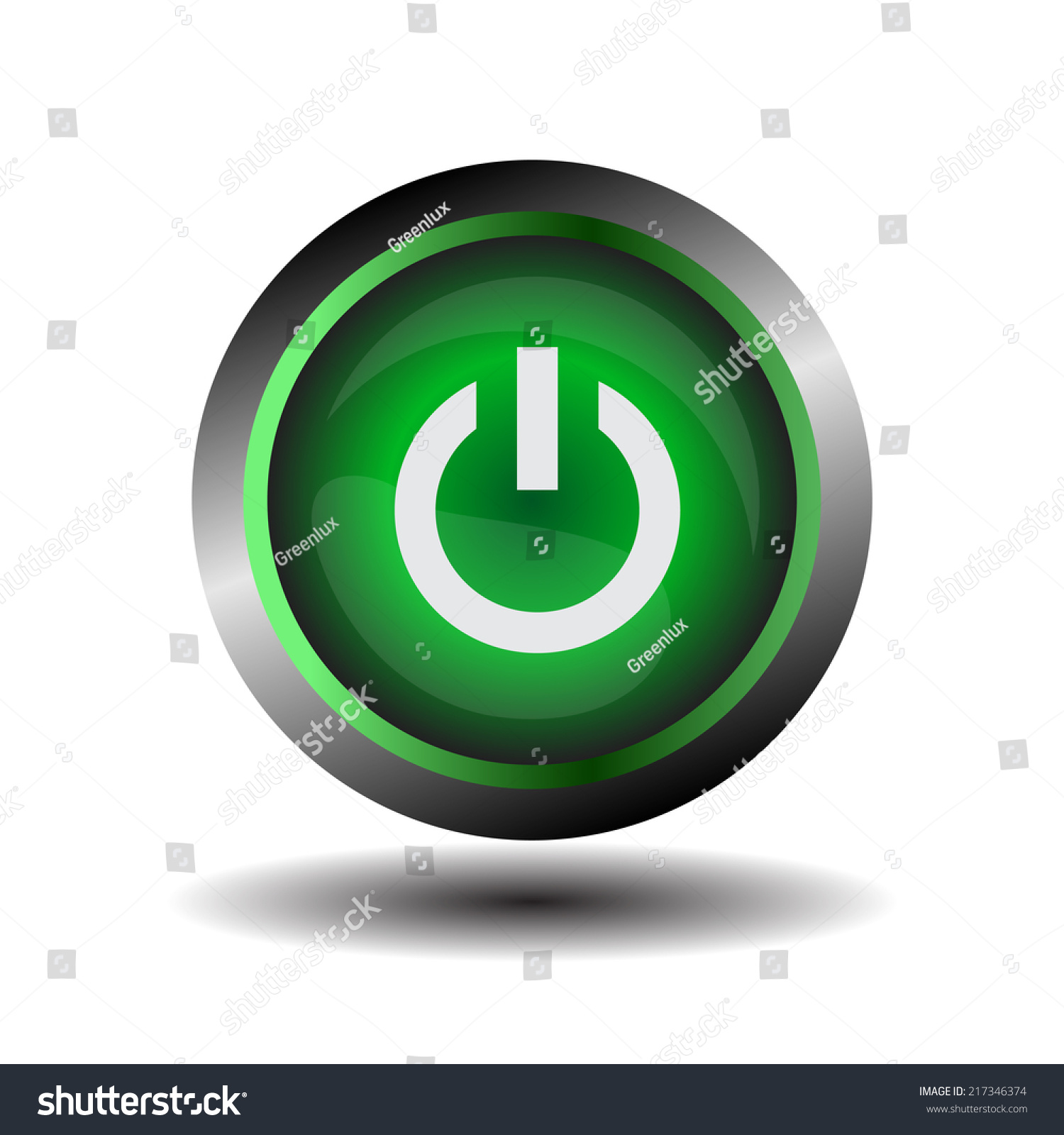Power Icon Glossy Green Vector Stock Vector (Royalty Free) 217346374 ...