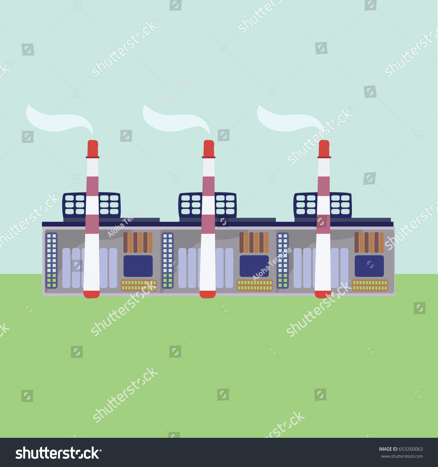 Vektor Stok Power Plant Illustrator Vector (Tanpa Royalti) 653260063 ...