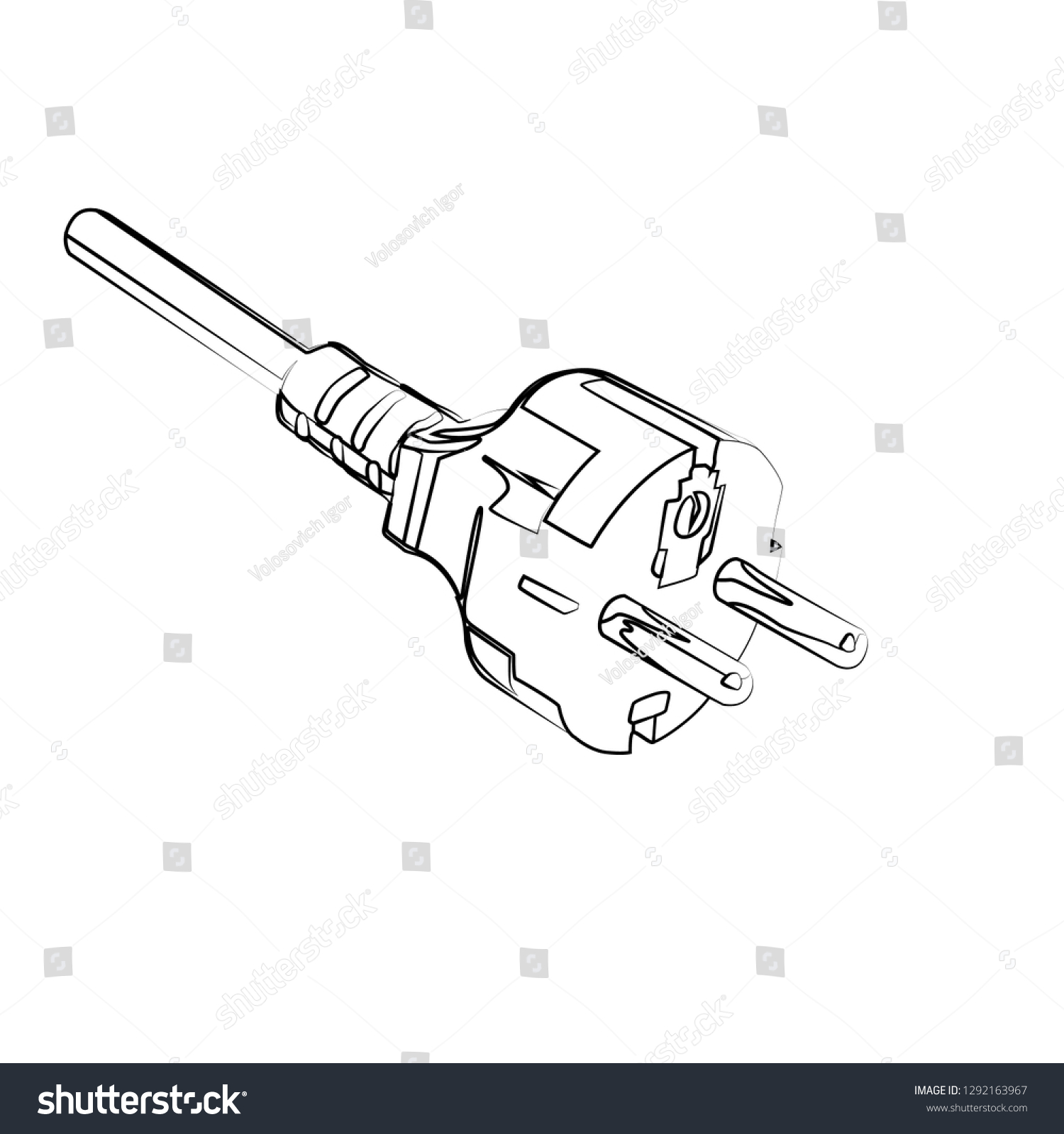Power Plug Contour Vector Illustration Stock Vector (Royalty Free ...