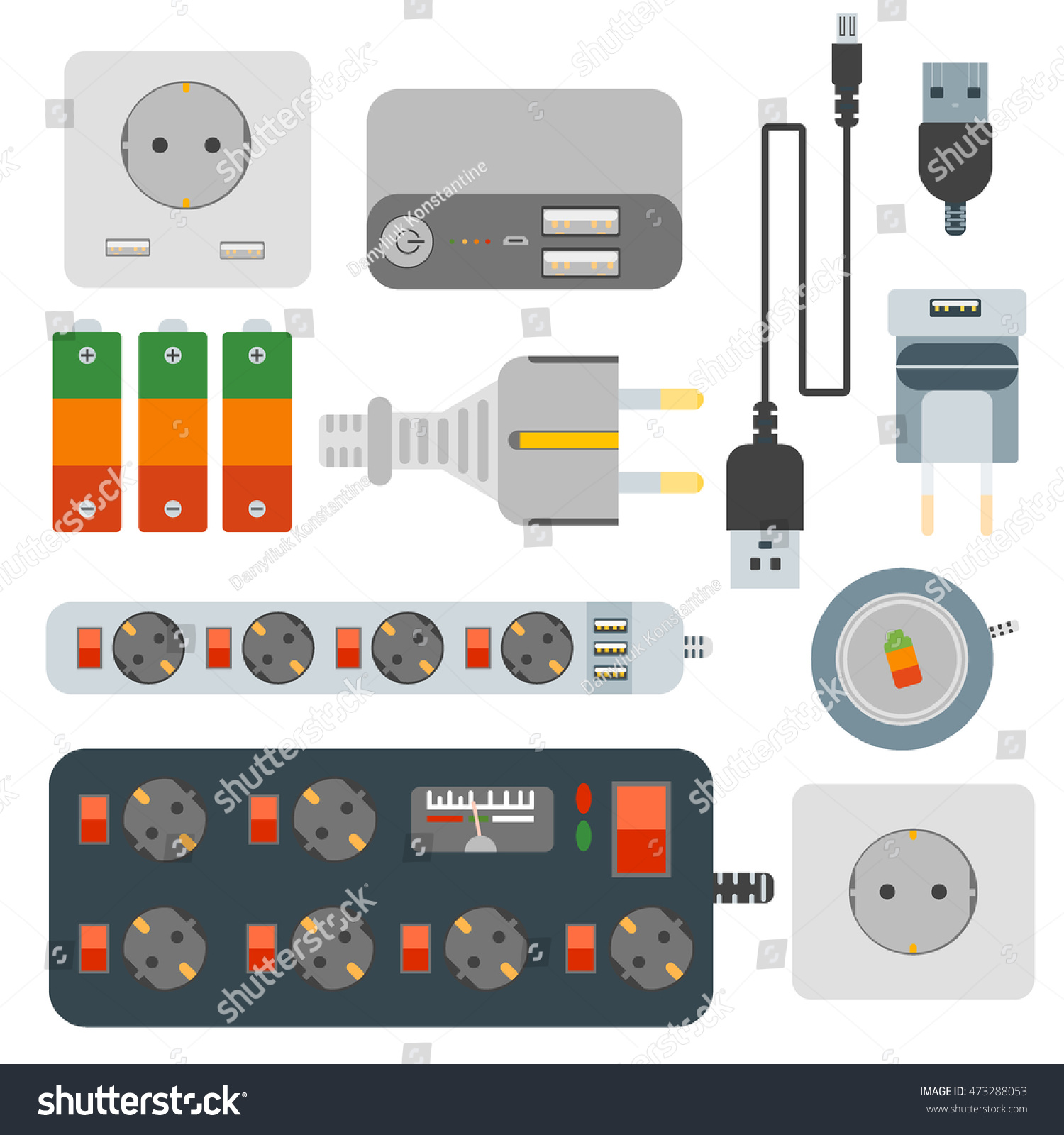 Power Plugs Electrical Outlet Power Socket: stockvector (rechtenvrij ...