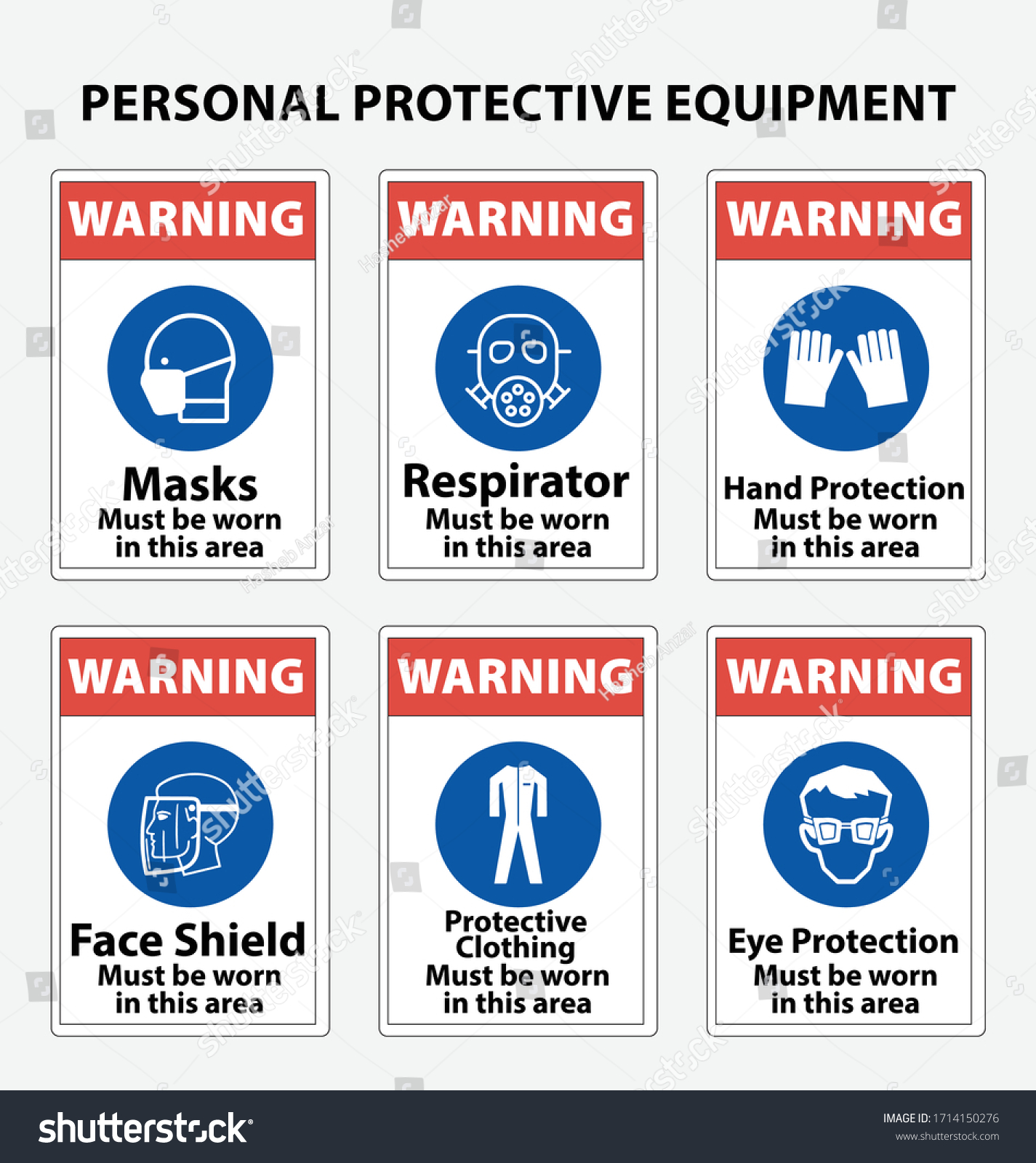 Ppe Required Set Symbol Sign Vector เวกเตอร์สต็อก ปลอดค่าลิขสิทธิ์