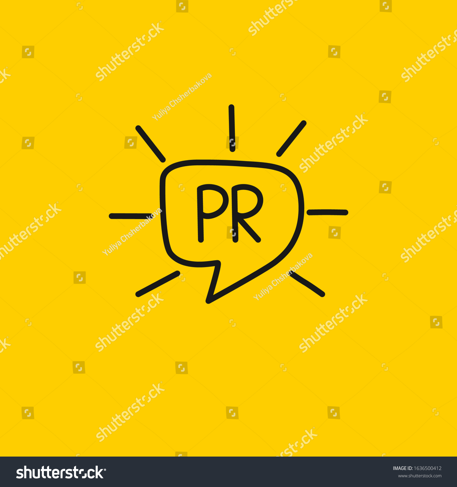 Pr Logo Comment Bubble Rays Hand Stock Vector (Royalty Free) 1636500412